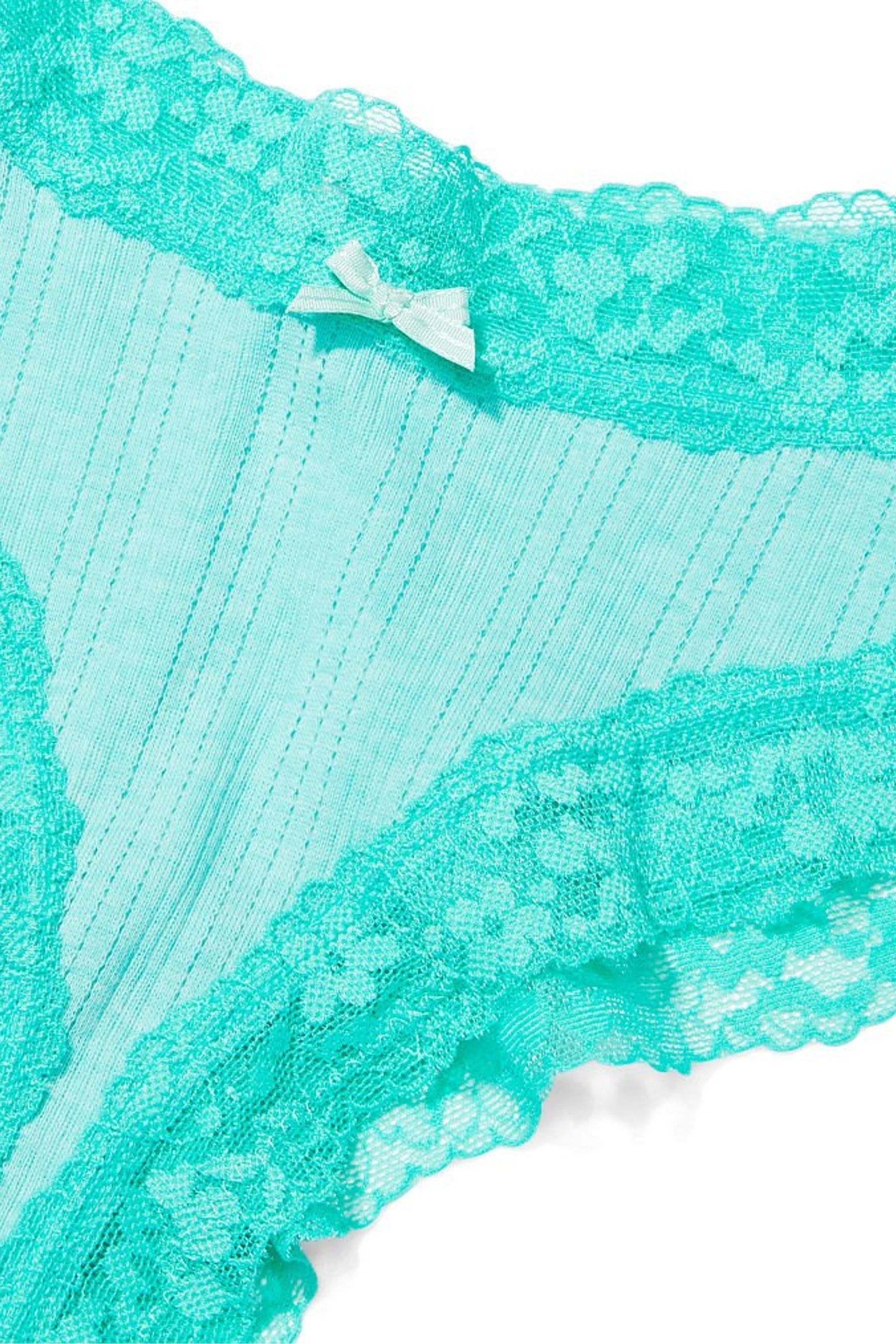 Buy Victorias Secret Tourmaline Blue Cotton Lace Waist Cheeky Panty