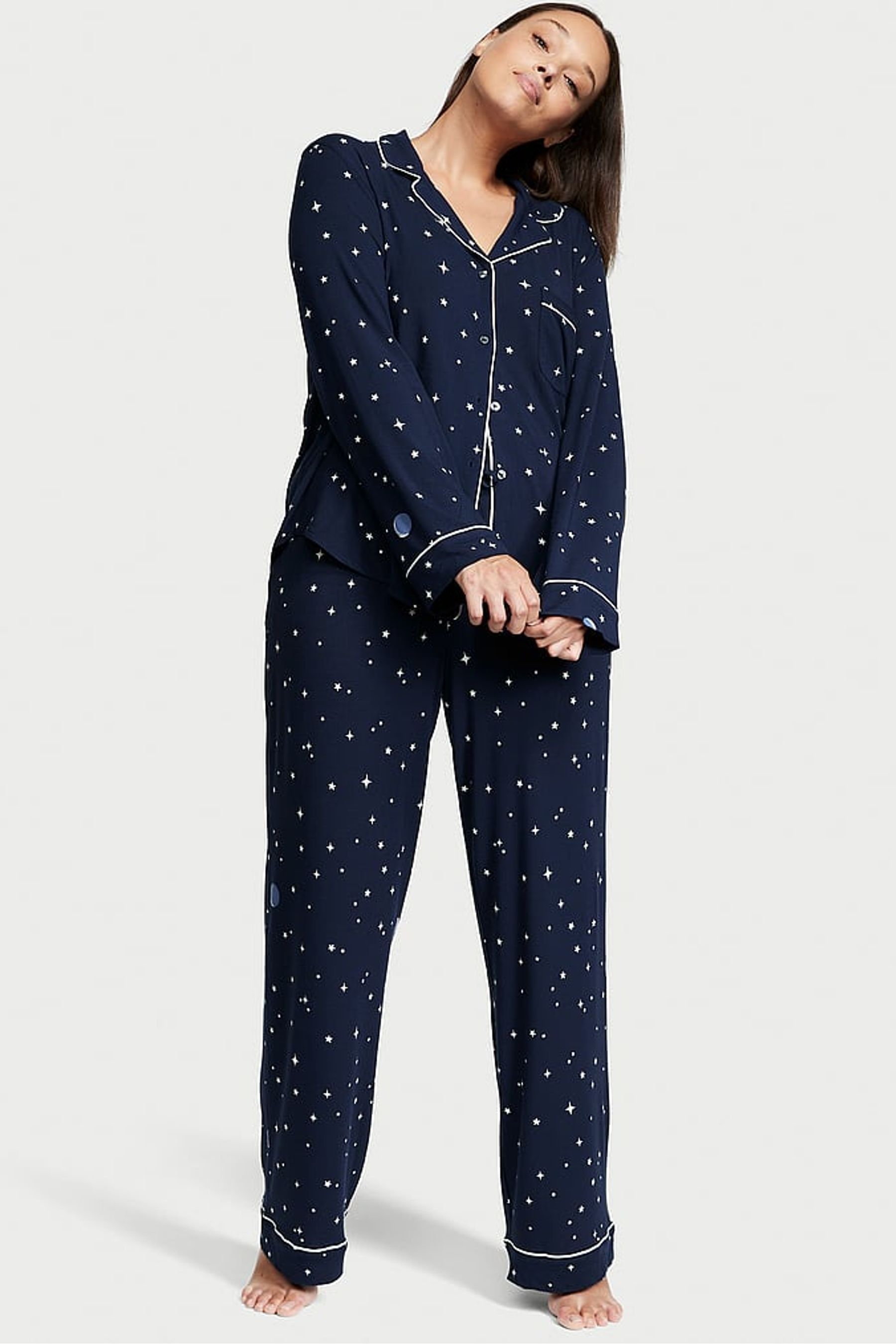 Buy Victoria's Secret Tranquil Navy Blue Moon and Stars Modal Long ...