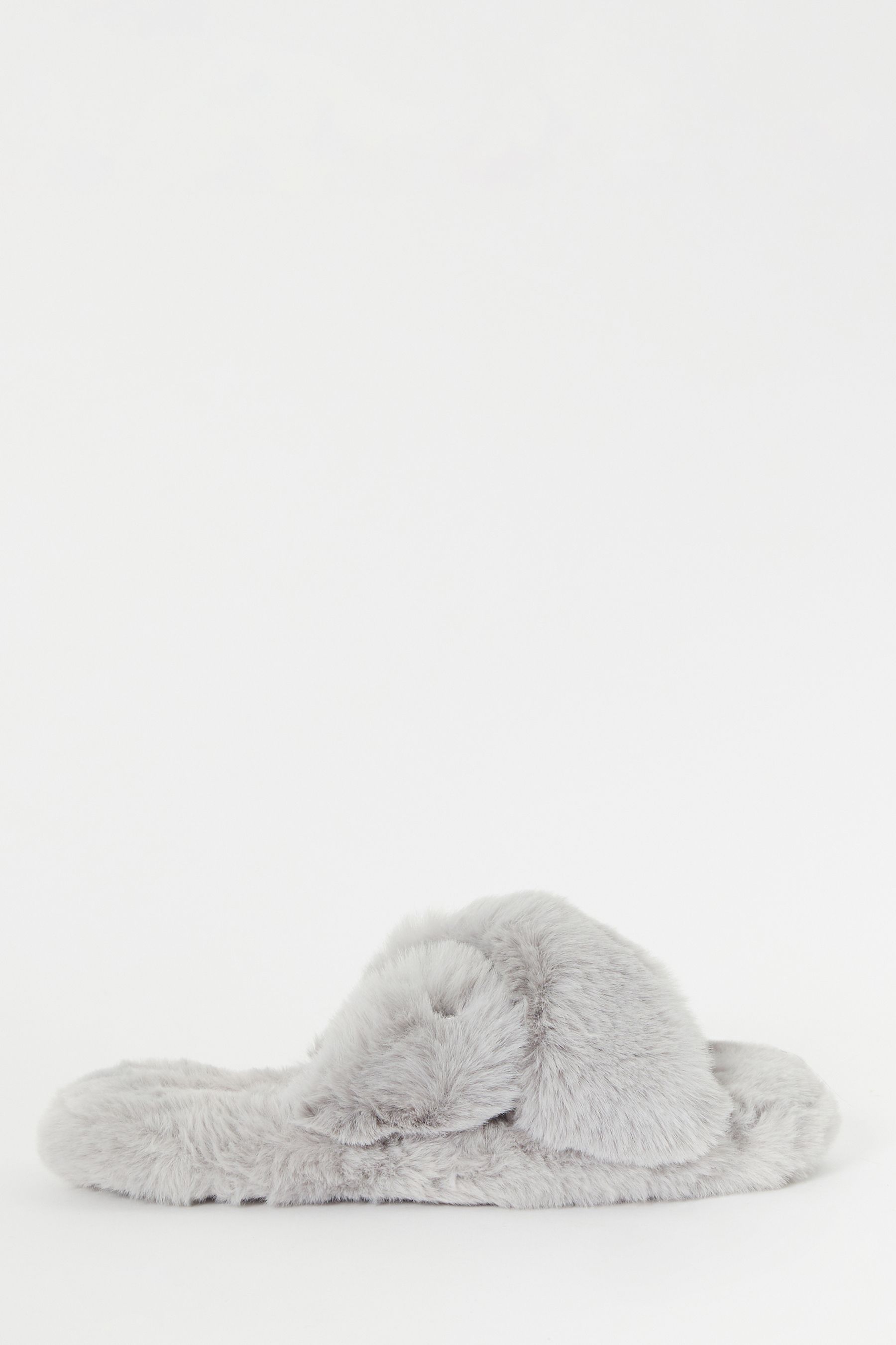 Buy Lipsy Grey Faux Fur Cross Strap Slippers from the Next UK online shop
