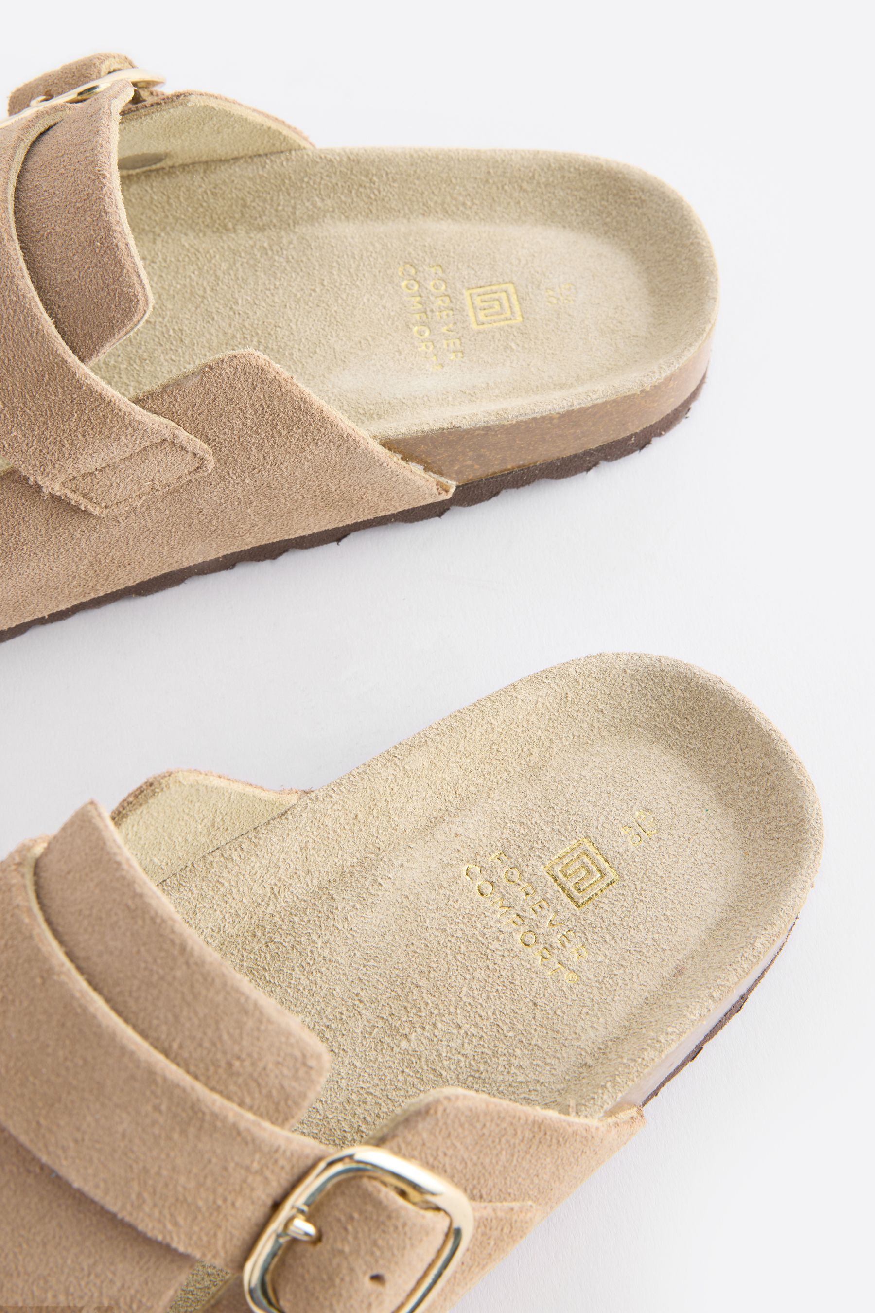 Buy Neutral Forever Comfort® Leather Footbed Clogs from the Next UK ...