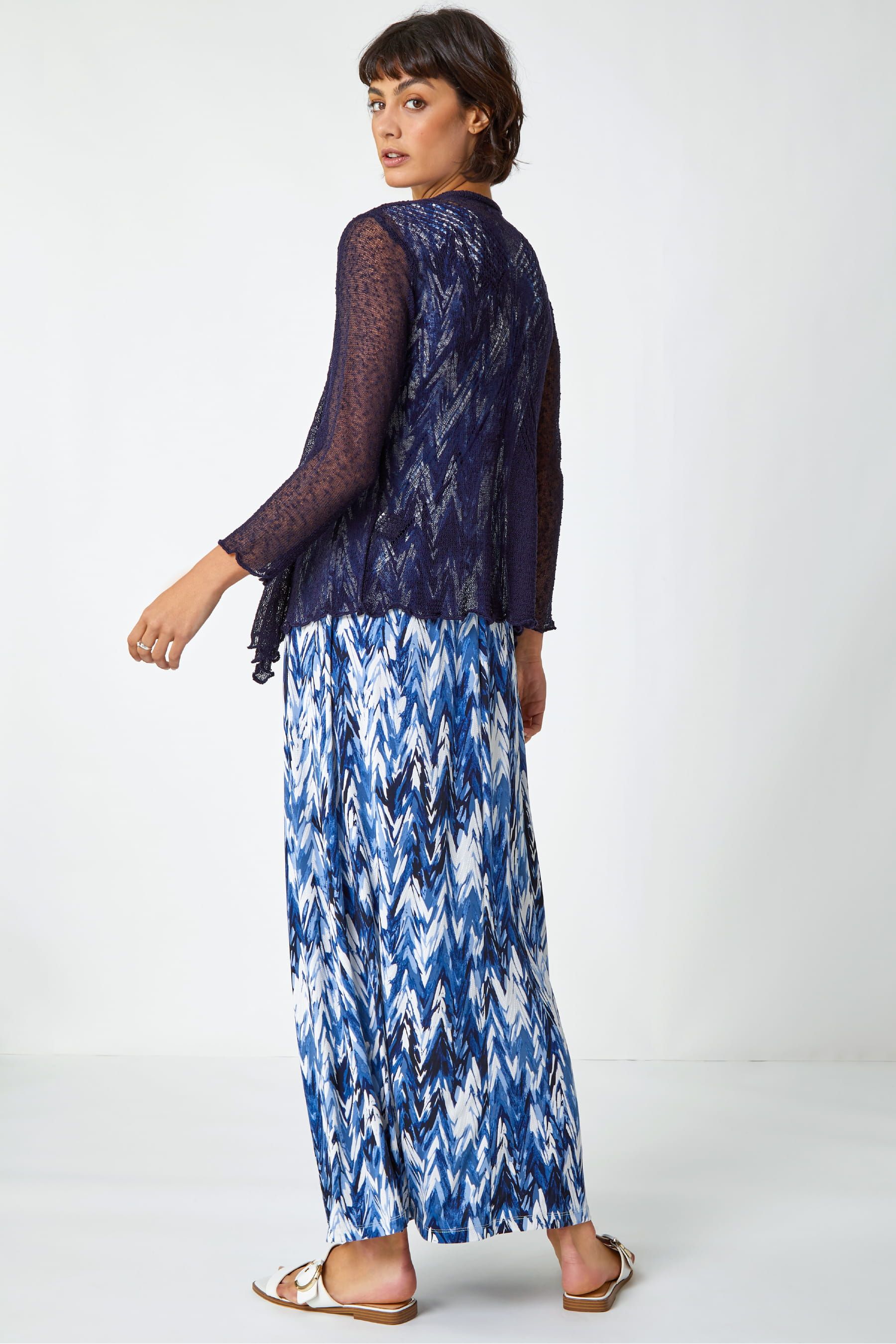 Buy Roman Blue Textured Pointelle Detail Shrug from the Next UK online shop