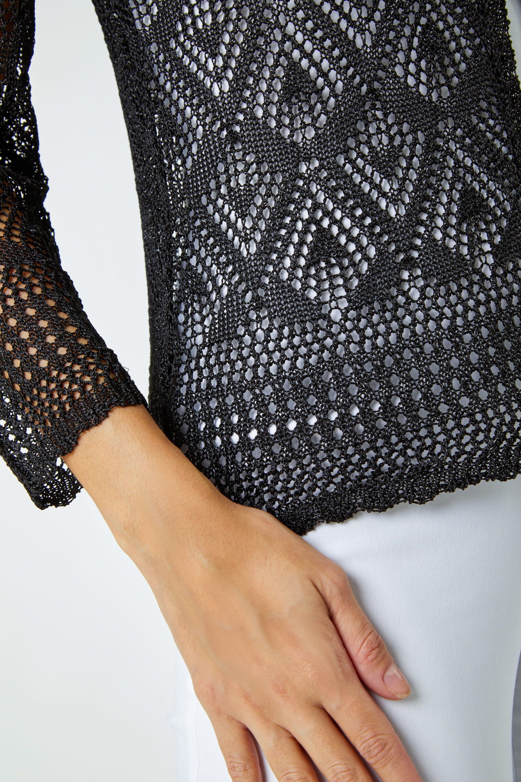 Buy Roman Black Knitted Crochet Shimmer Shrug from the Next UK online shop