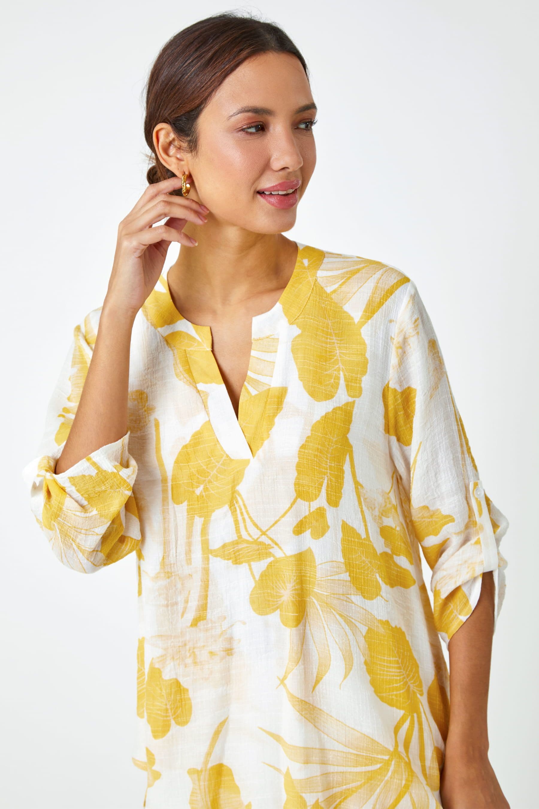 Buy Roman Yellow Floral Print Pleat Front Top from the Next UK online shop