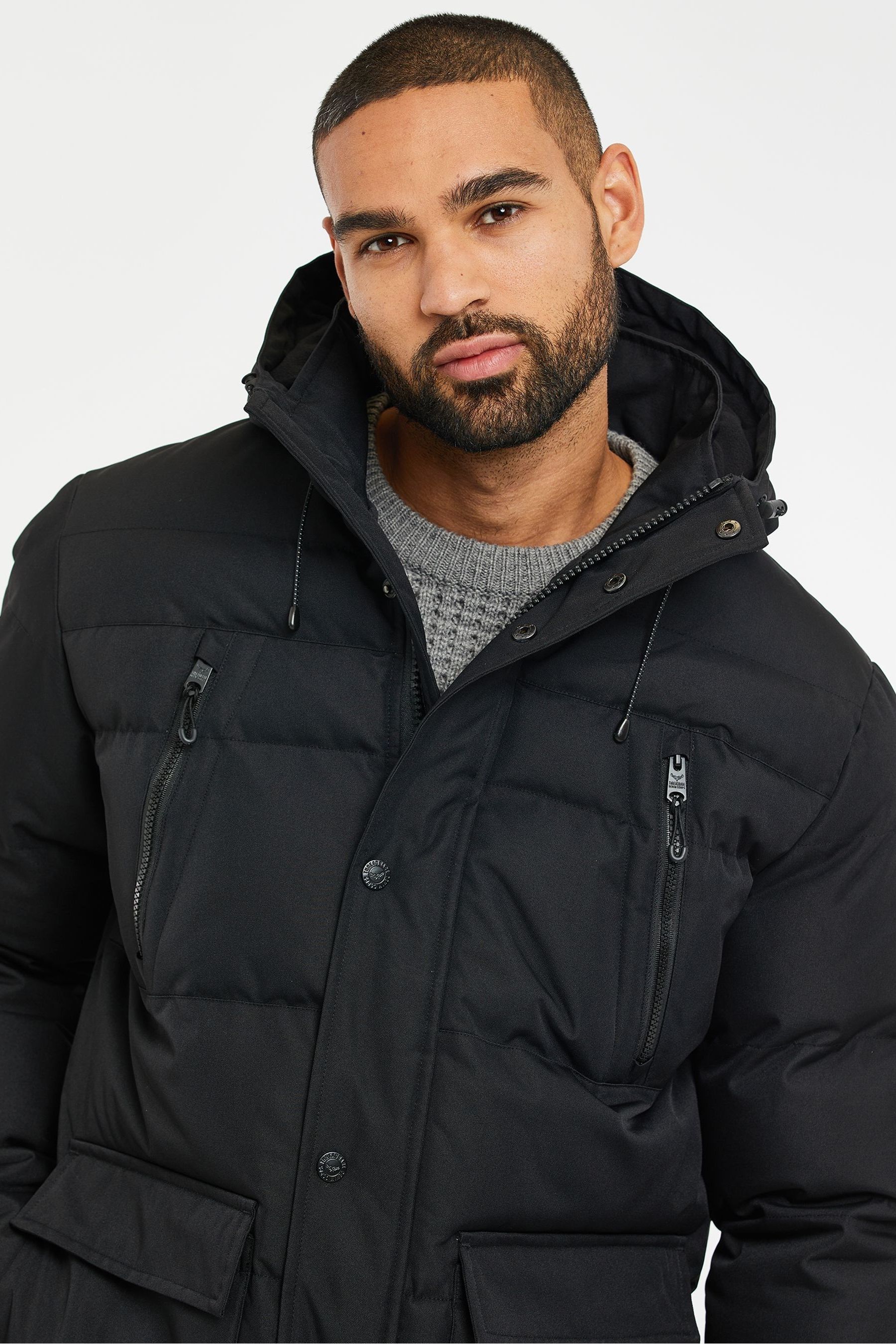 Buy Threadbare Black Hooded Puffer Coat from the Next UK online shop