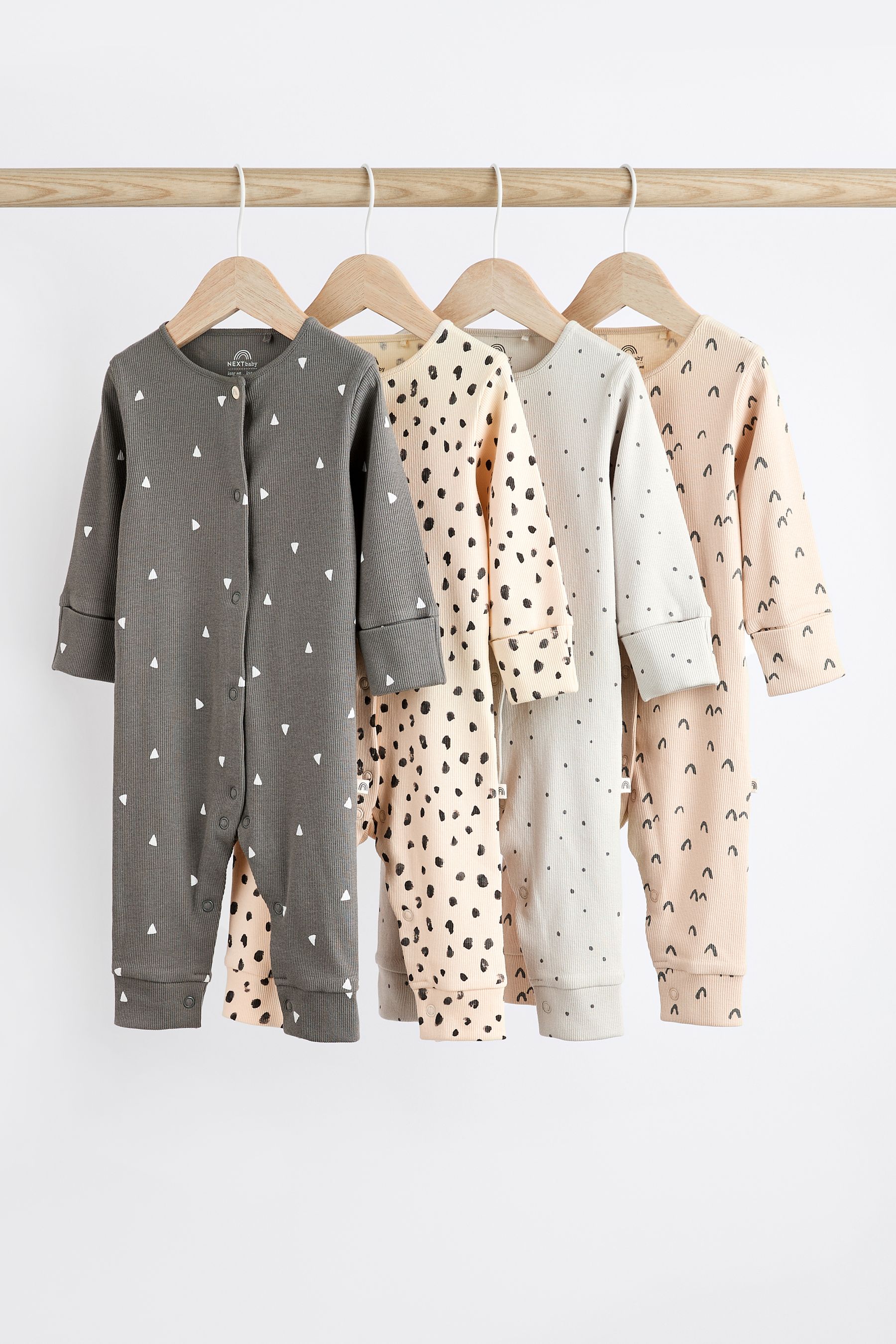 Buy Black/Grey Baby Footless Sleepsuits 4 Pack (0mths-3yrs) from the ...