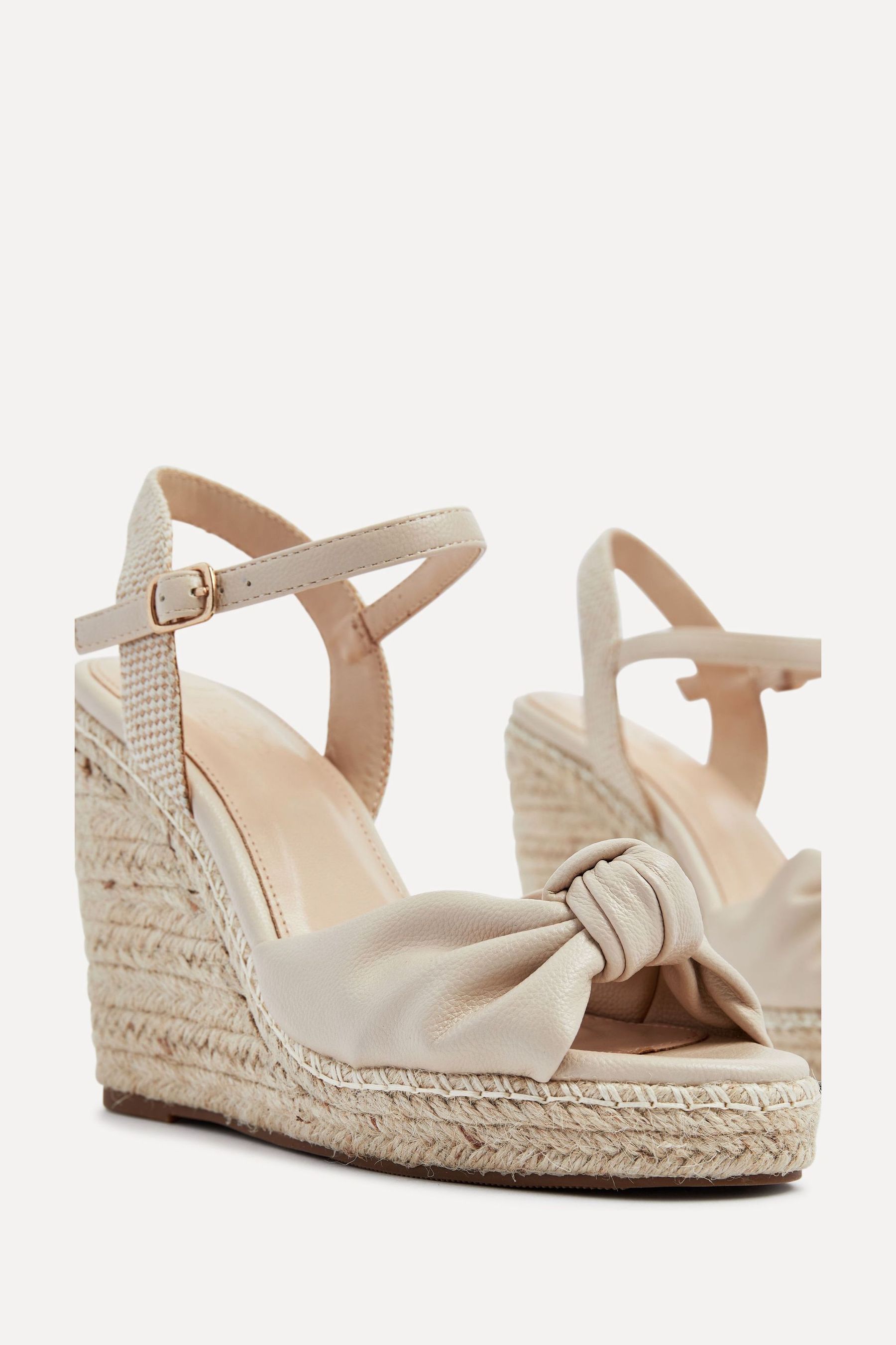 Buy Linzi Cream Rio Rope Platform Wedge Espadrille With Knotted Front ...