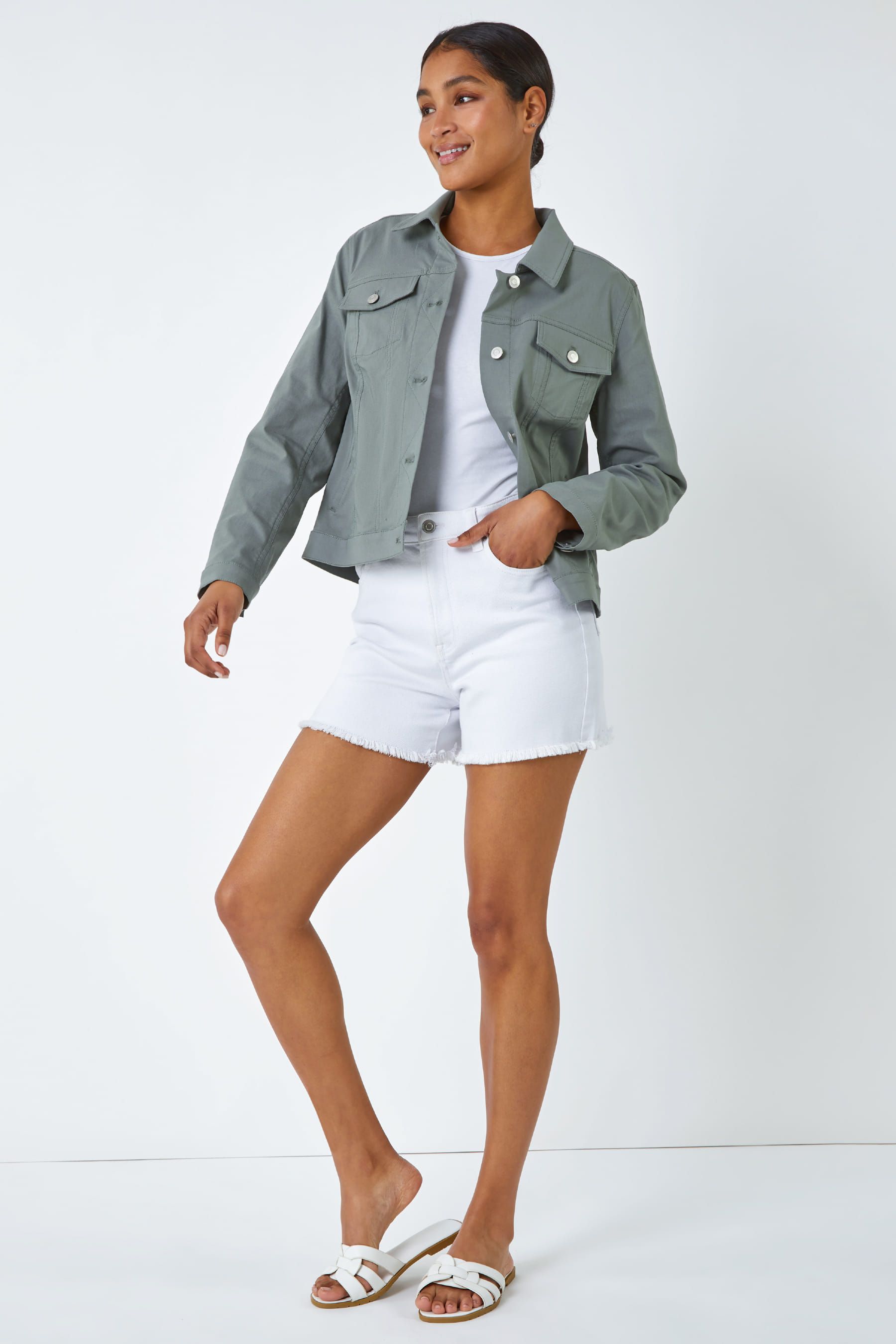 Buy Roman Light Green Stretch Denim Jacket from the Next UK online shop