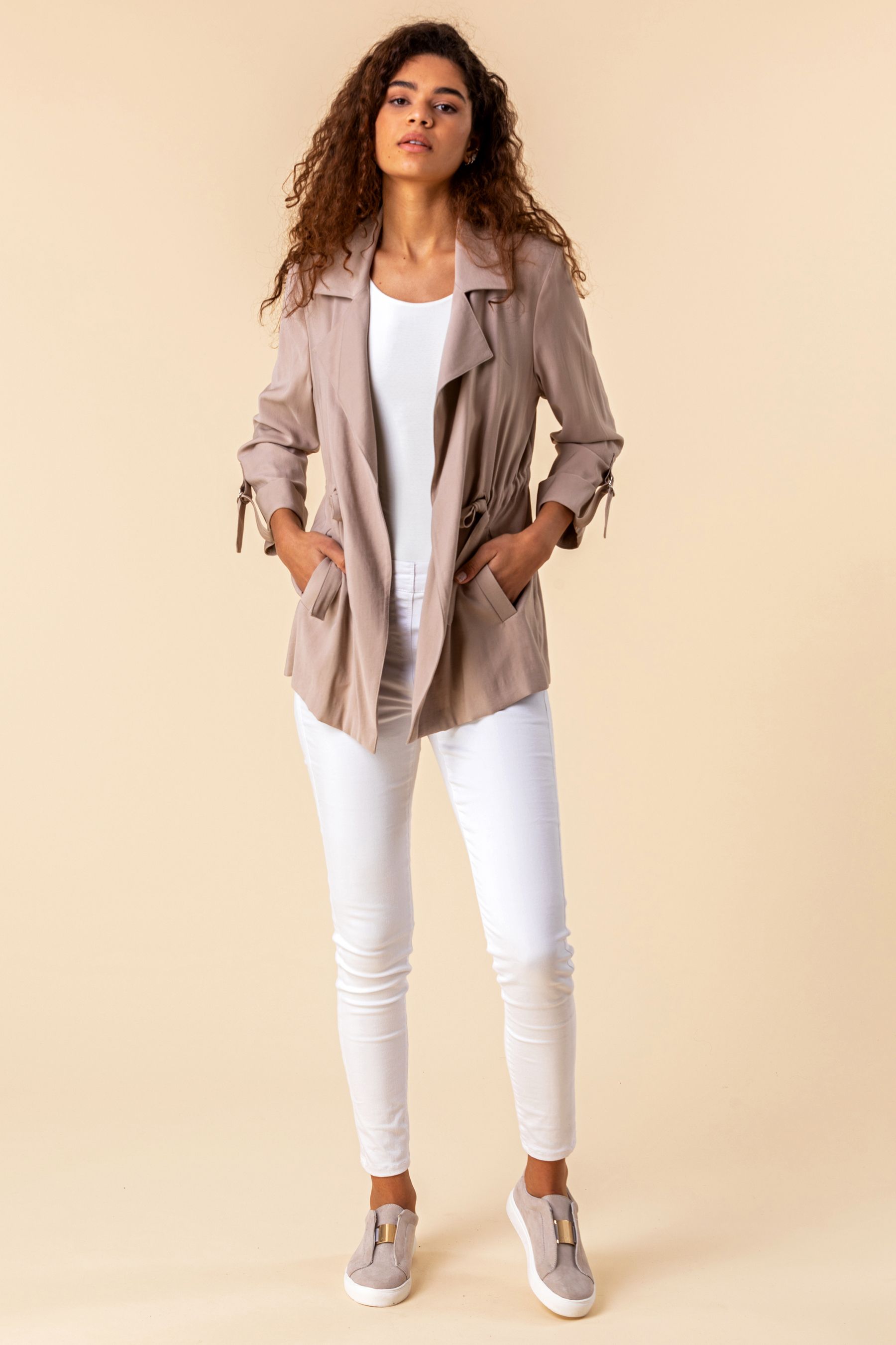 Buy Roman Brown Tie Waist Longline Jacket from the Next UK online shop