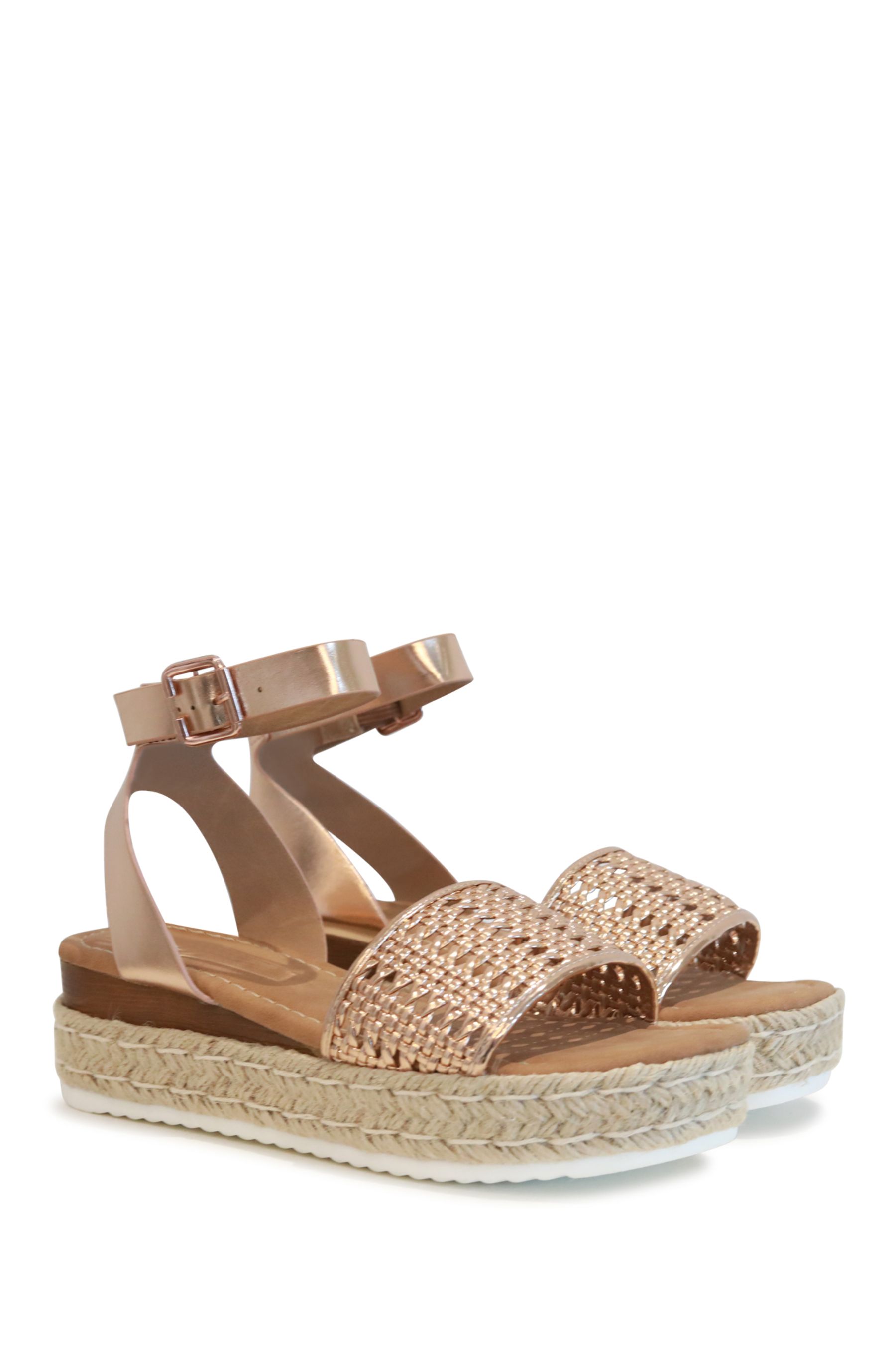 Buy Linzi Gold Rian Two Part Espadrille Inspired Platform Wedges from ...