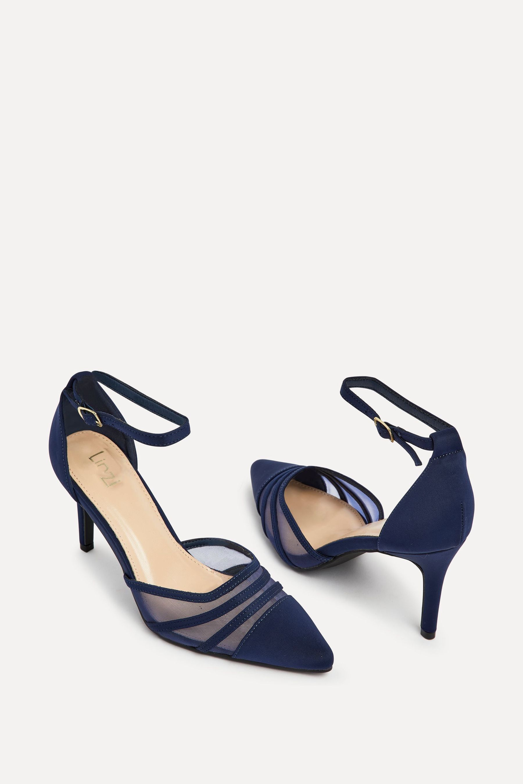 Buy Linzi Navy Serri Court Stiletto Heels With Mesh Front Detail from ...