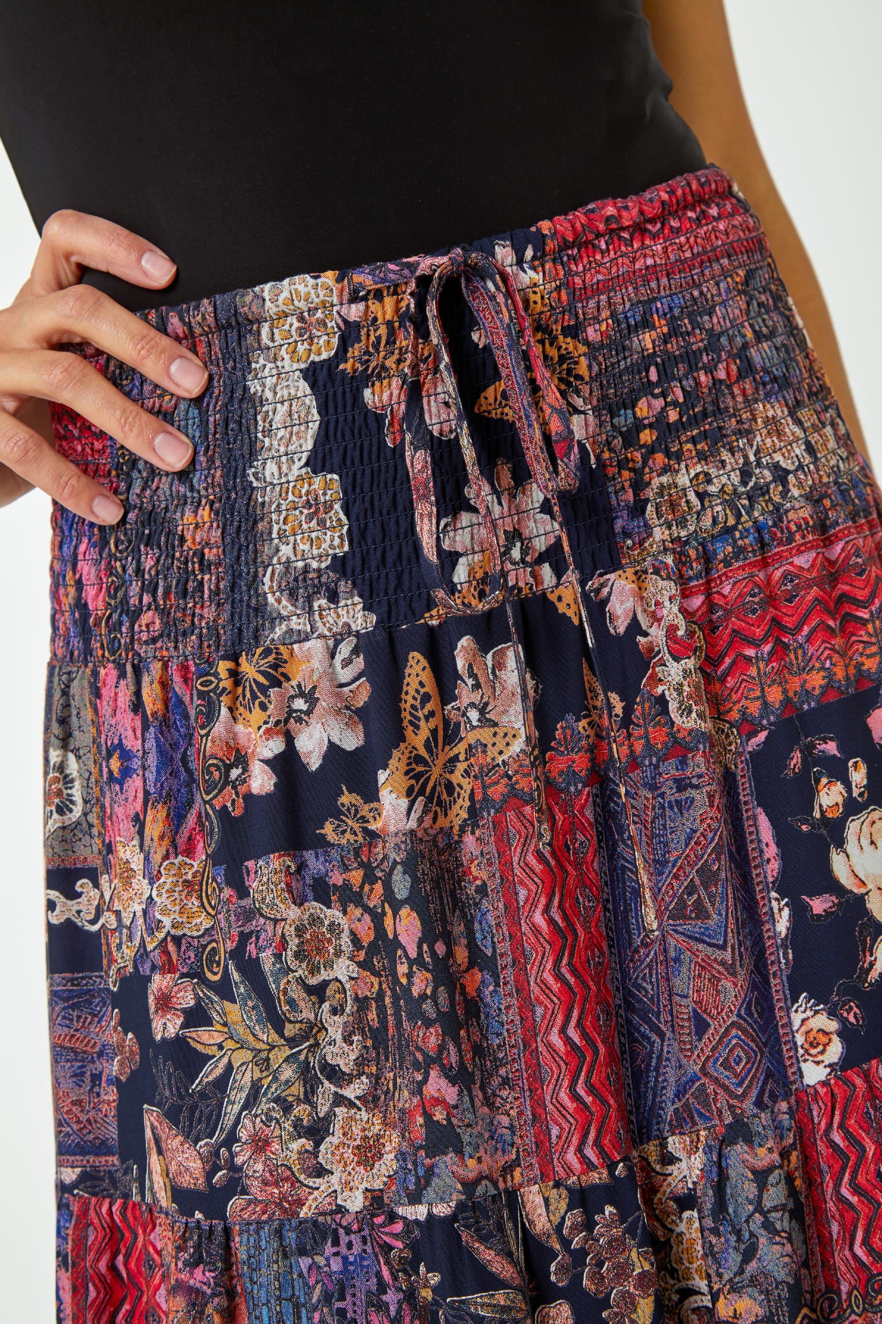 Buy Roman Red Boho Floral Shirred Waist Maxi Skirt from the Next UK ...