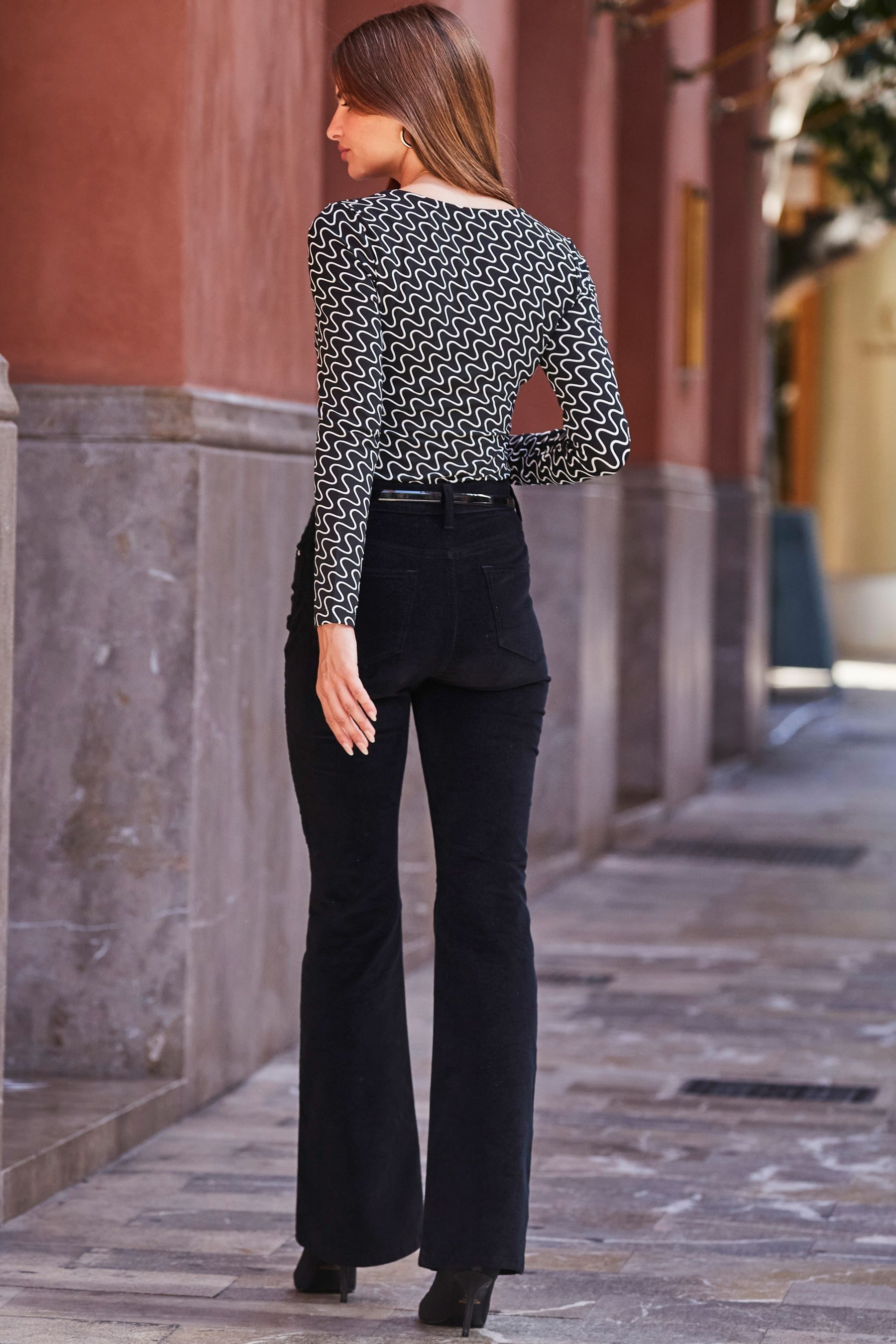 Buy Sosandar Black Velvet Kick Flare Jeans from the Next UK online shop