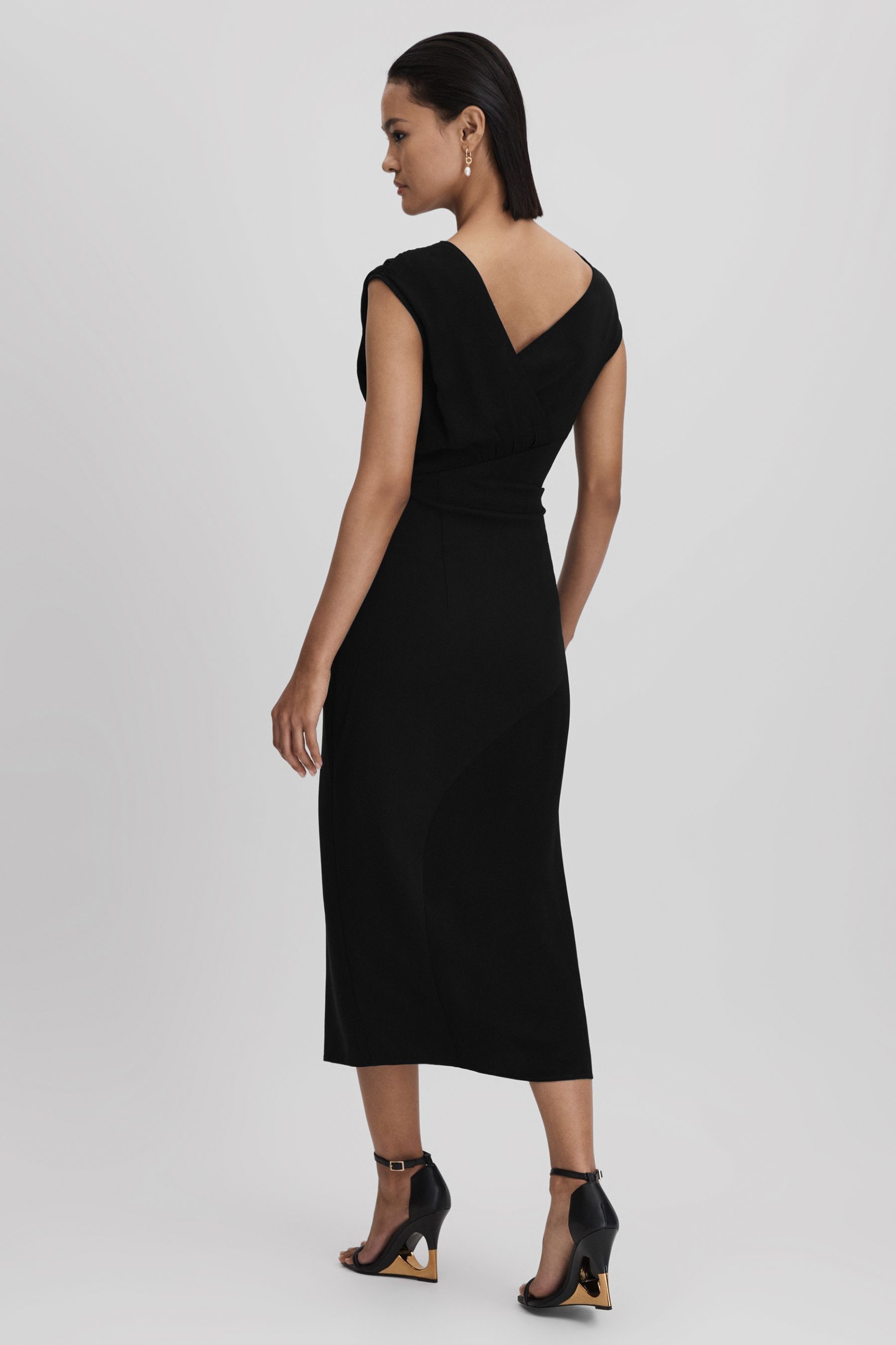 Buy Reiss Black Miller Asymmetric Bodycon Midi Dress from the Next UK ...