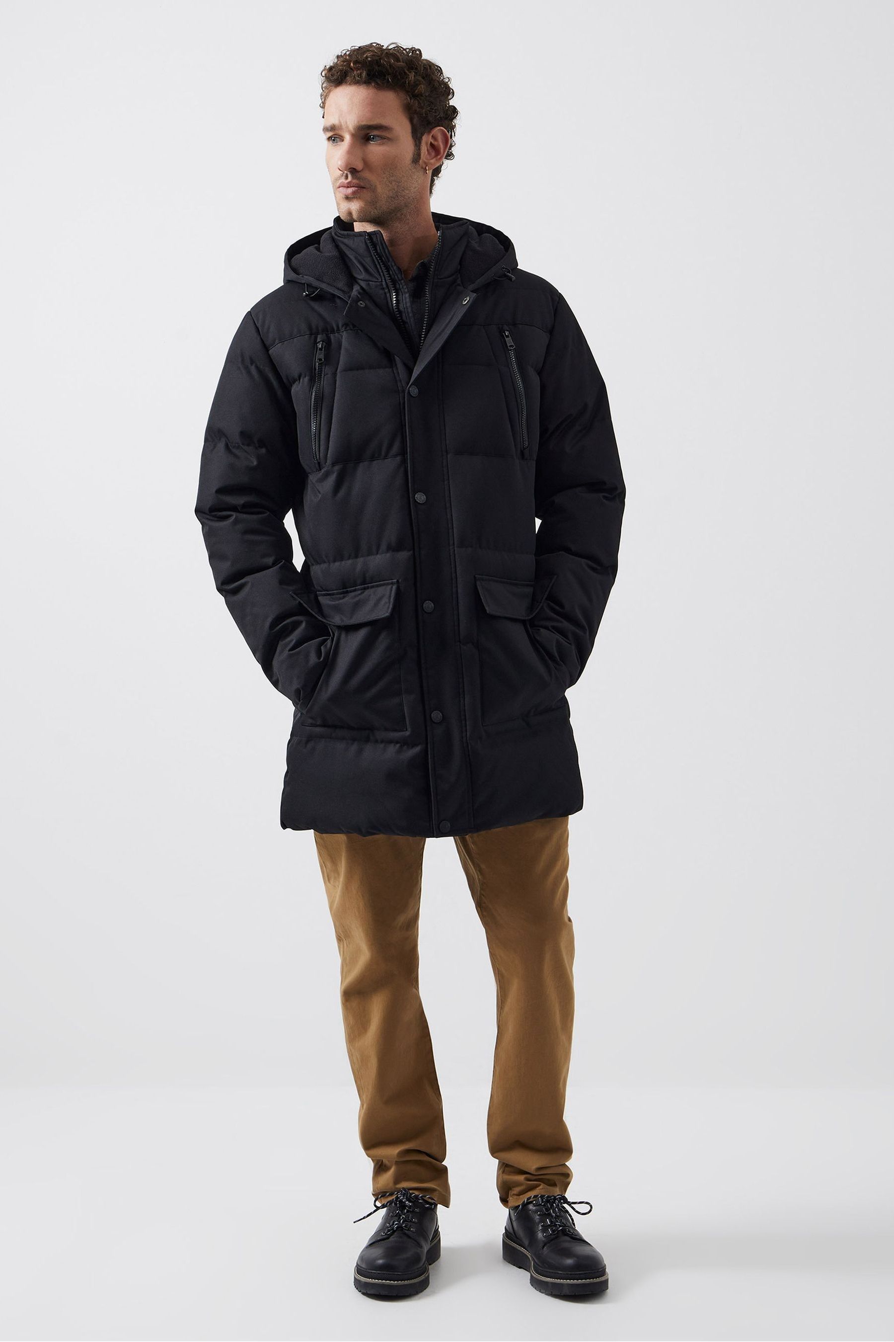 Buy French Connection Long Length Row Parka Coat With Inner Collar ...