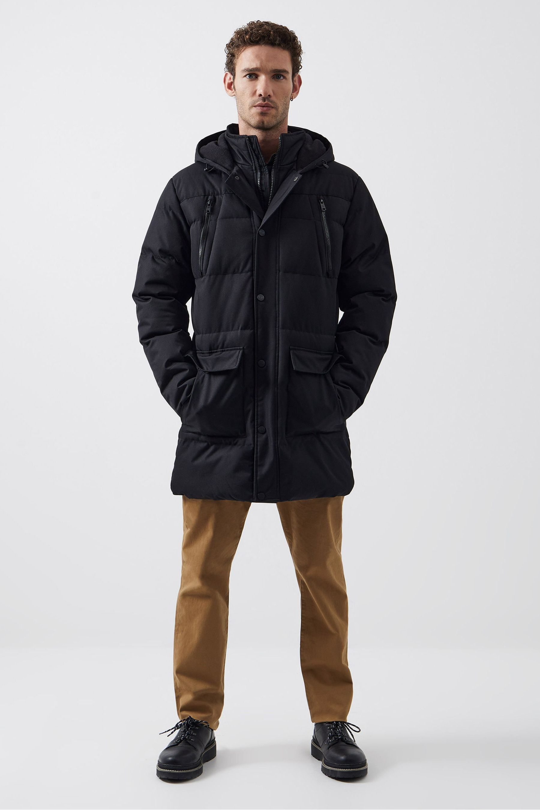 Buy French Connection Long Length Row Parka Coat With Inner Collar ...