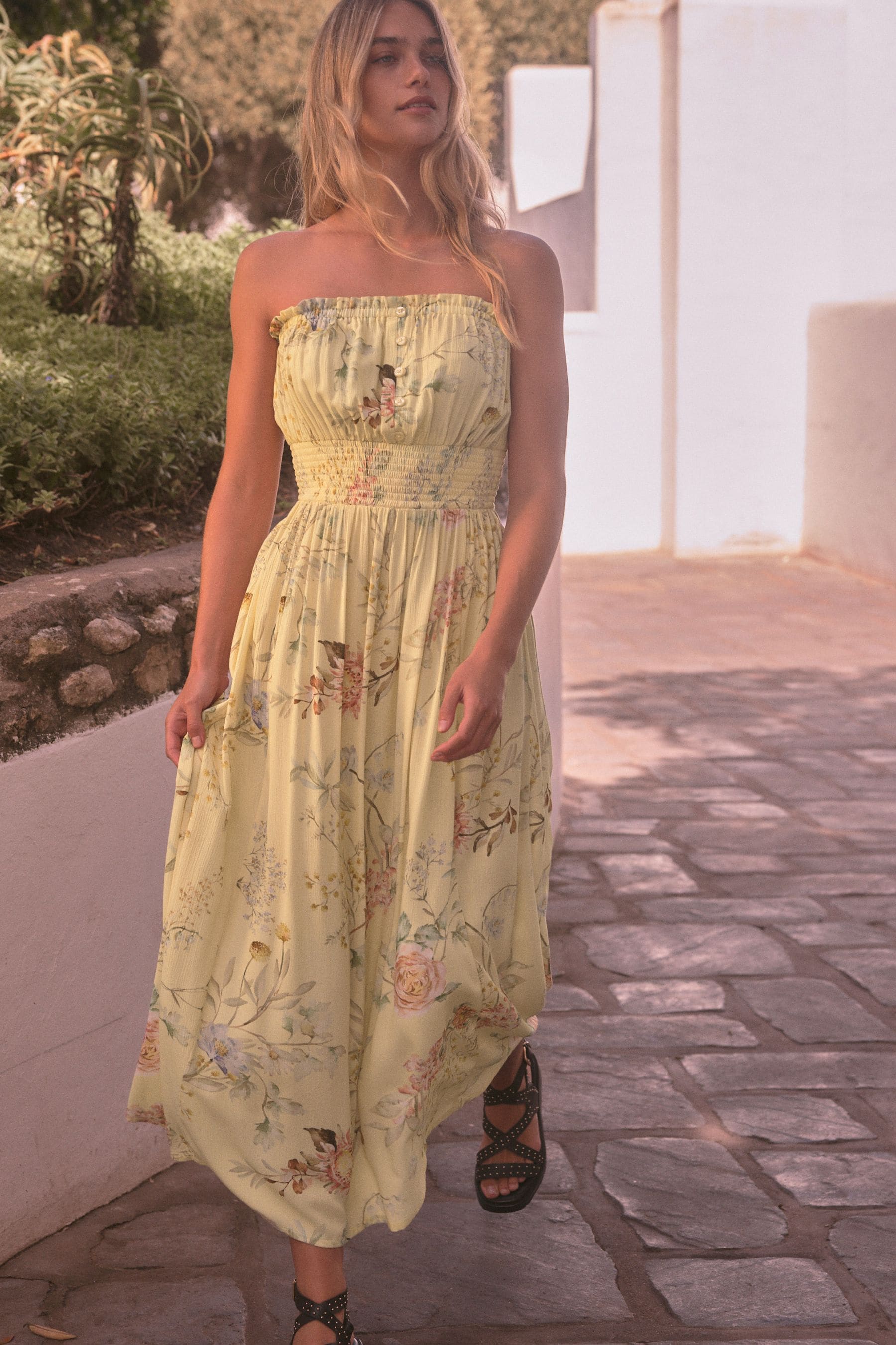 Buy Yellow Floral Bandeau Summer Dress from the Next UK online shop