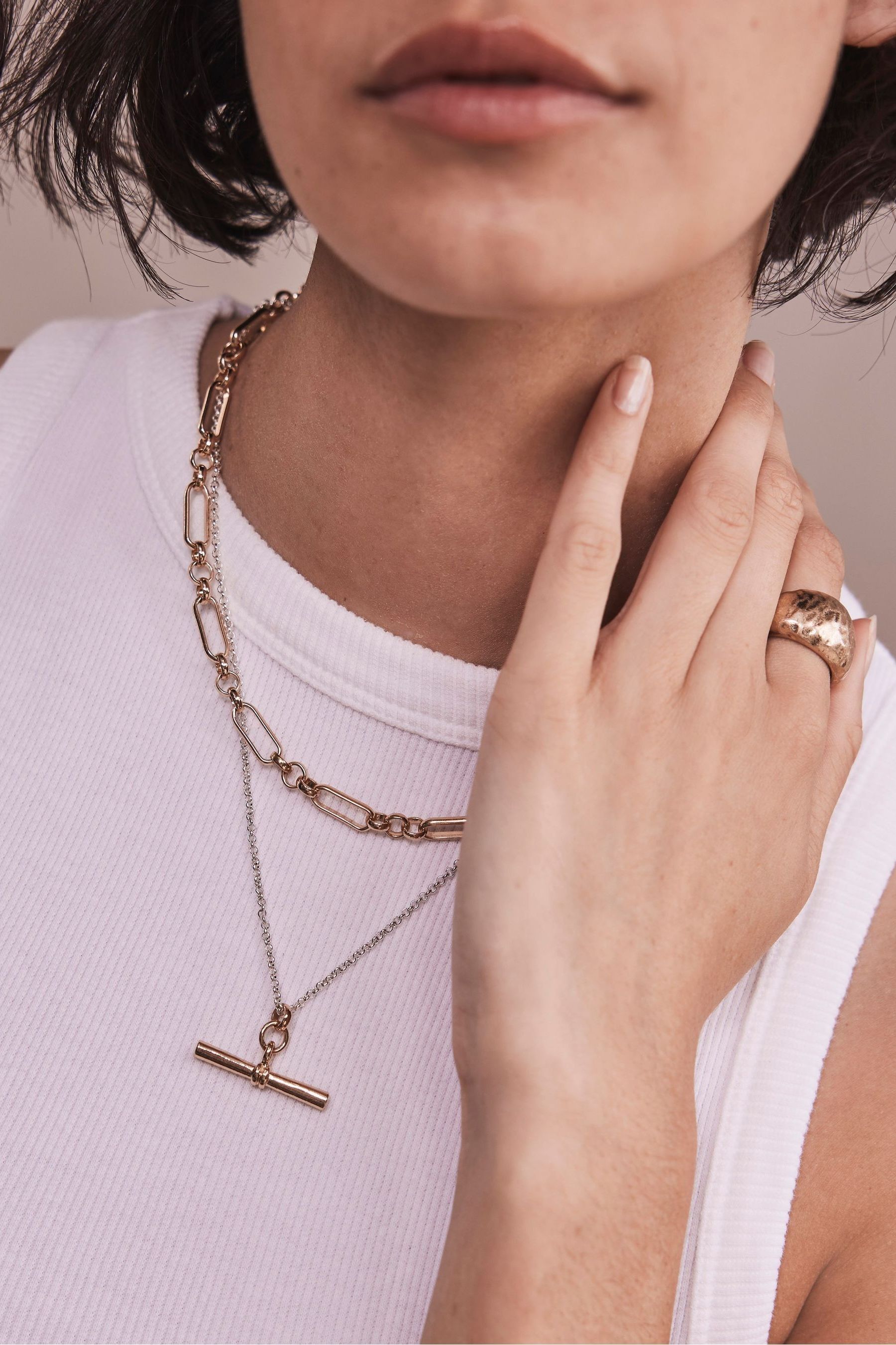 Buy Mint Velvet Gold Mixed Metal Layered Necklace from the Next UK ...