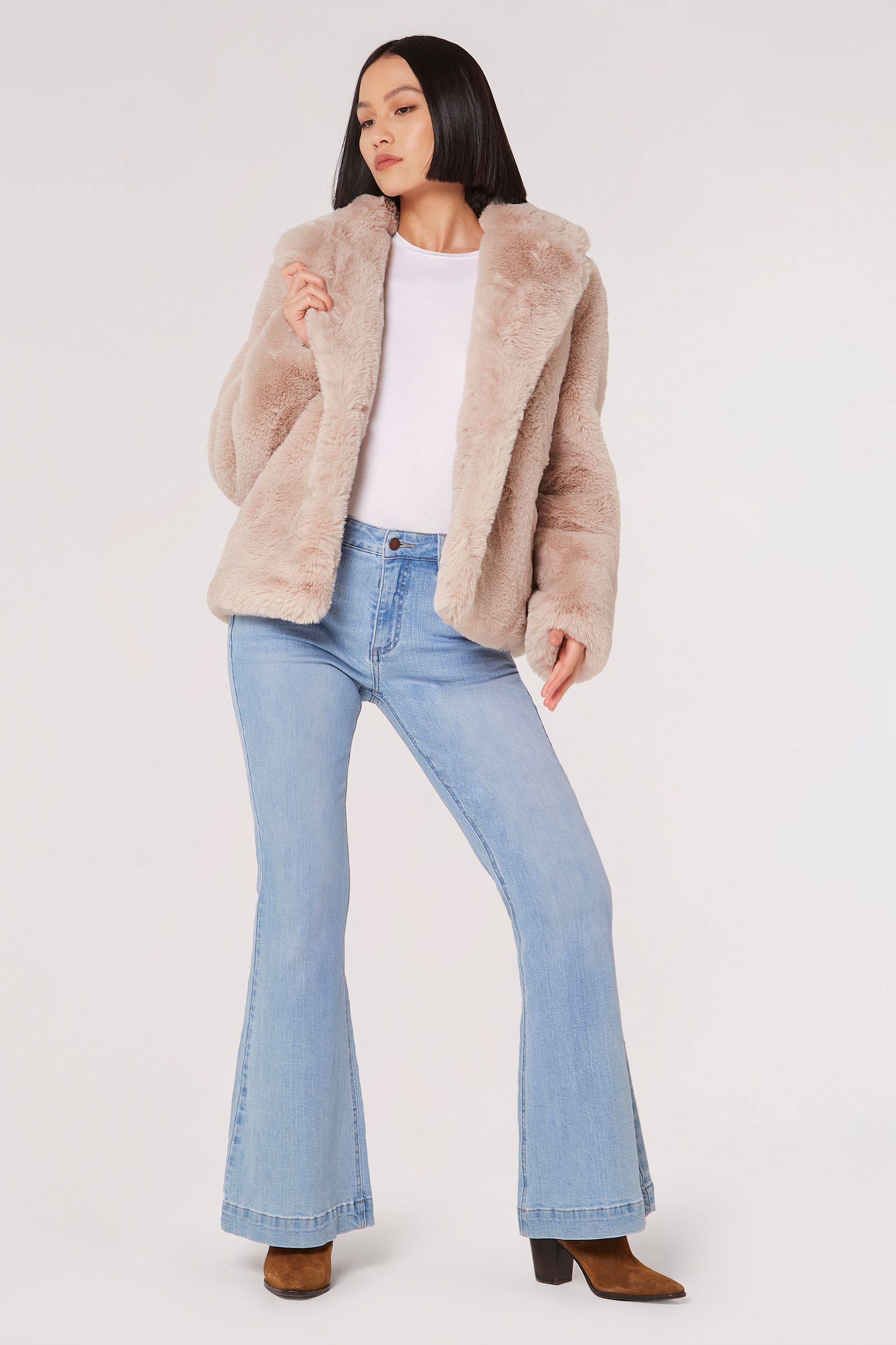 Buy Apricot Natural Short Opulent Faux Fur Coat from the Next UK online ...