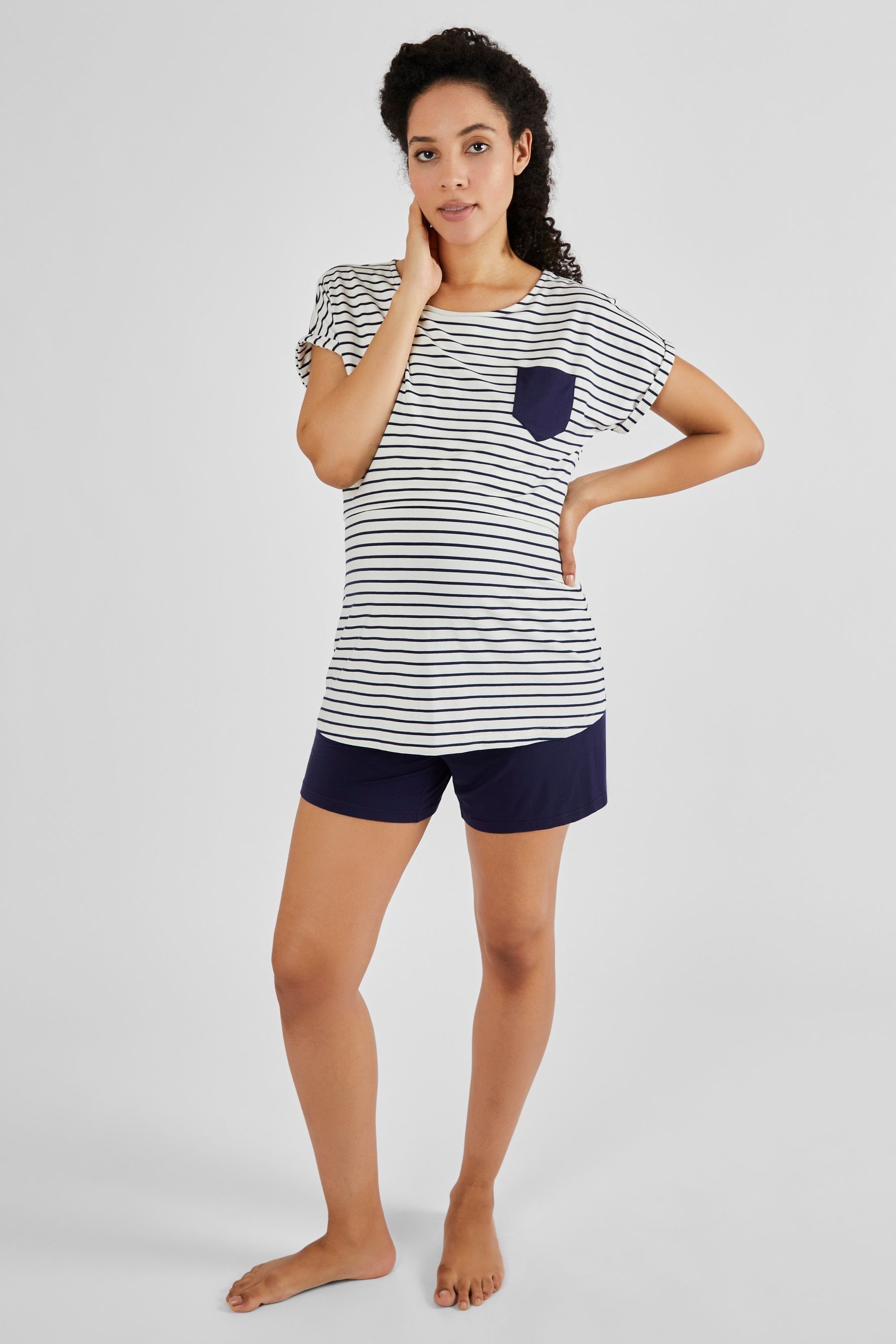 Buy JoJo Maman Bébé Navy Maternity & Nursing Short Pyjamas Set from the ...