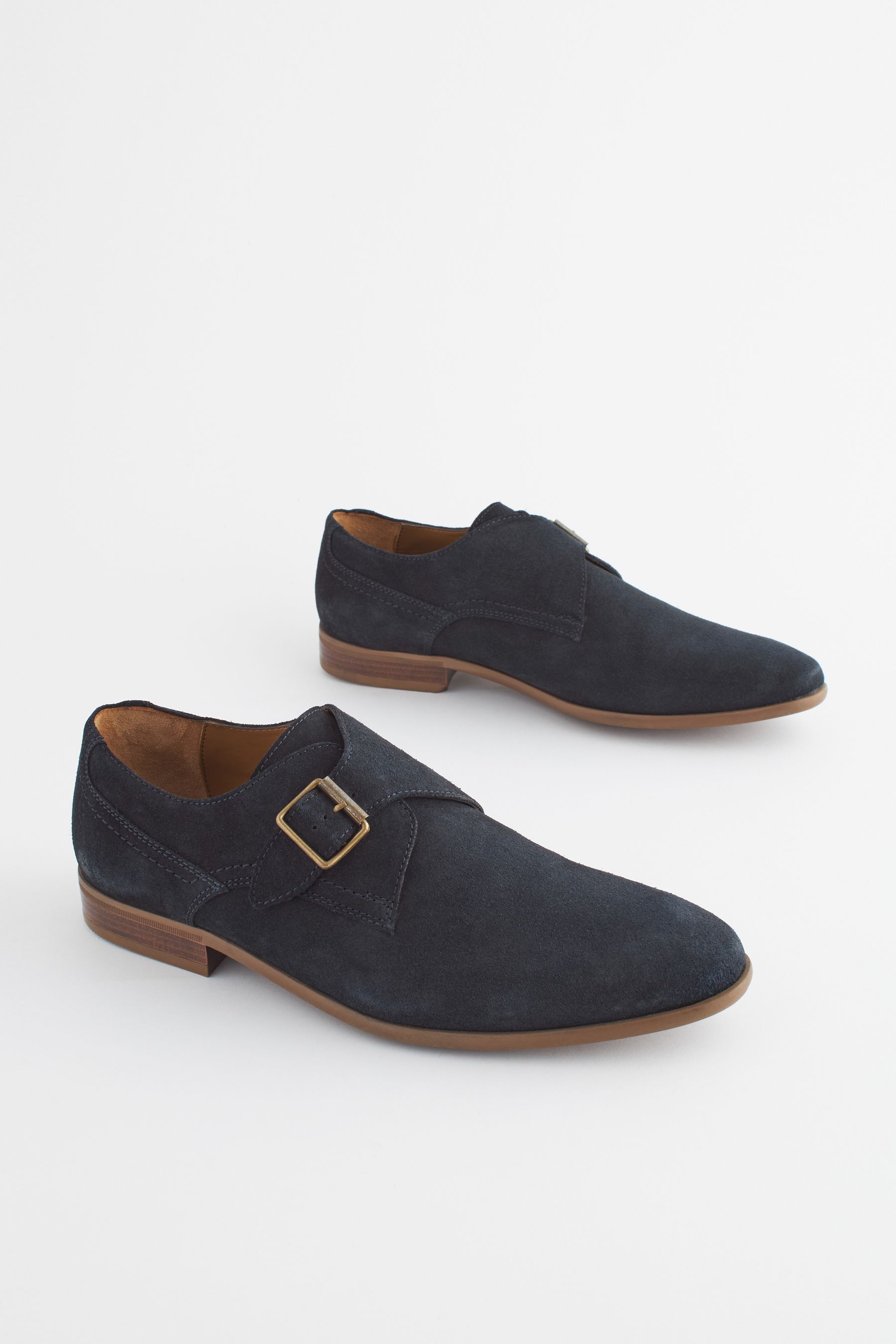 Buy Navy Leather Single Monk Shoes from Next Saudi Arabia