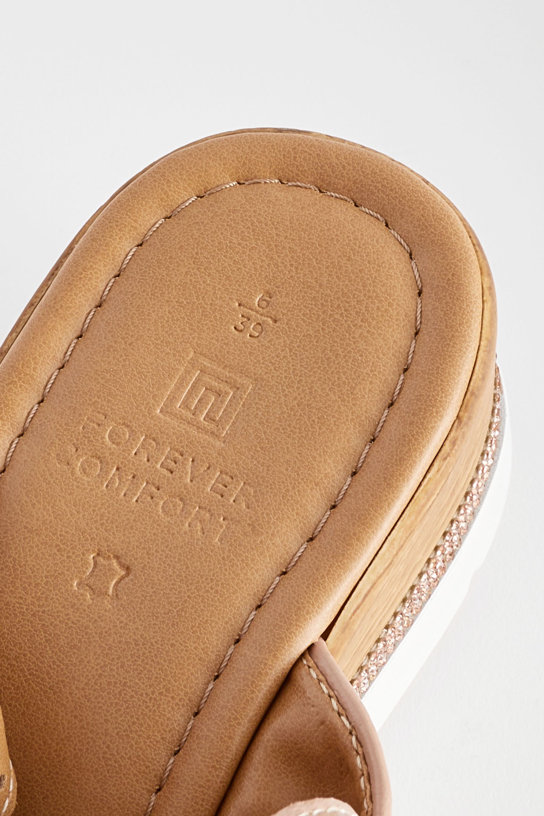 Buy Nude Regular/Wide Fit Forever Comfort® Leather Sport Bling Wedges ...