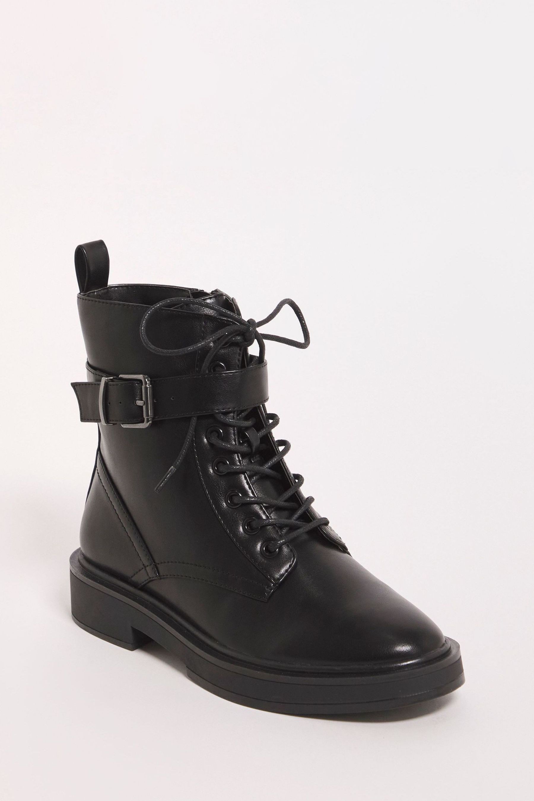 Buy Simply Be Black Extra Wide Fit Classic Lace-Up Ankle Boots from the ...