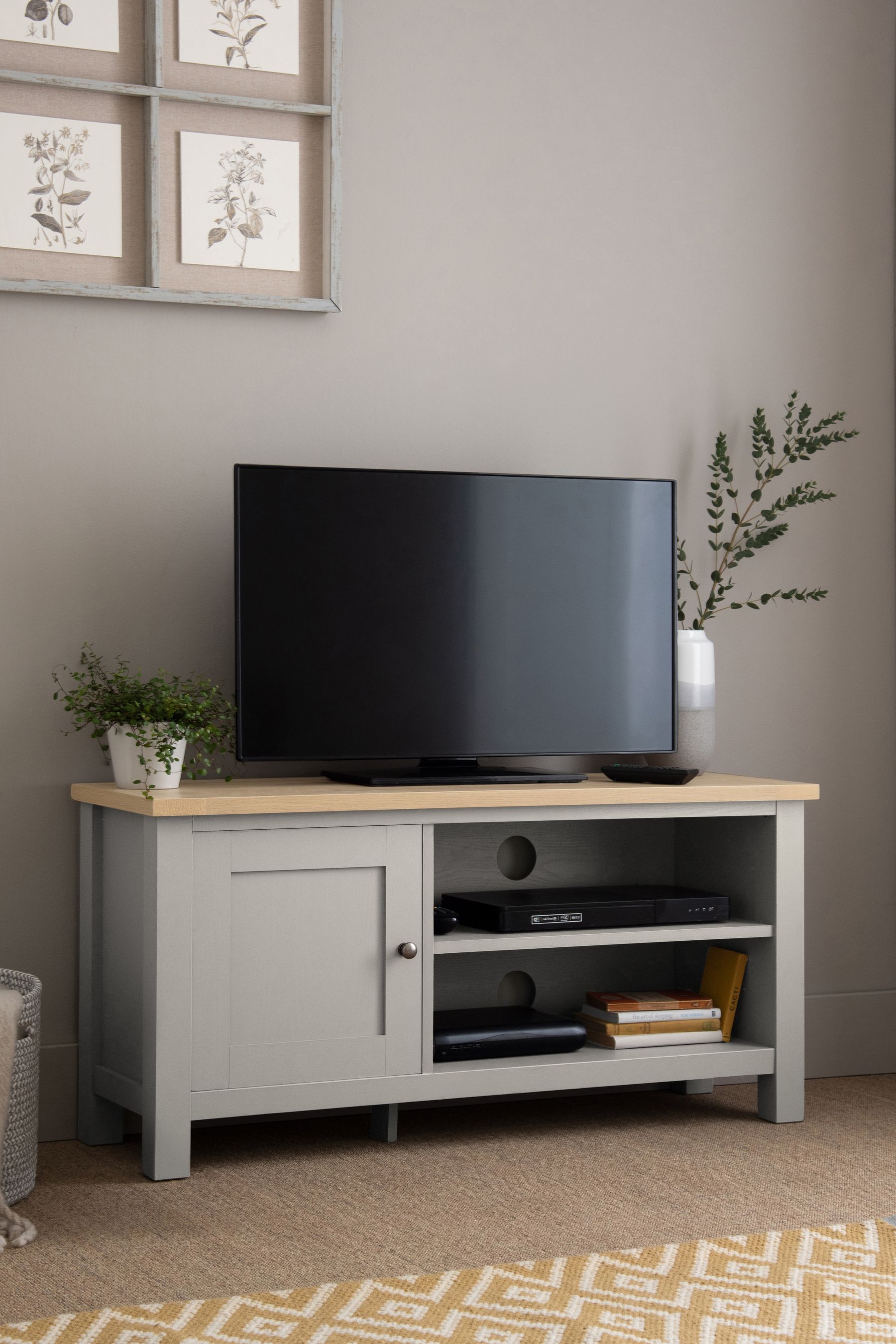Buy Dove Grey Malvern Oak Effect Up to 50 inch TV Unit from the Next UK ...