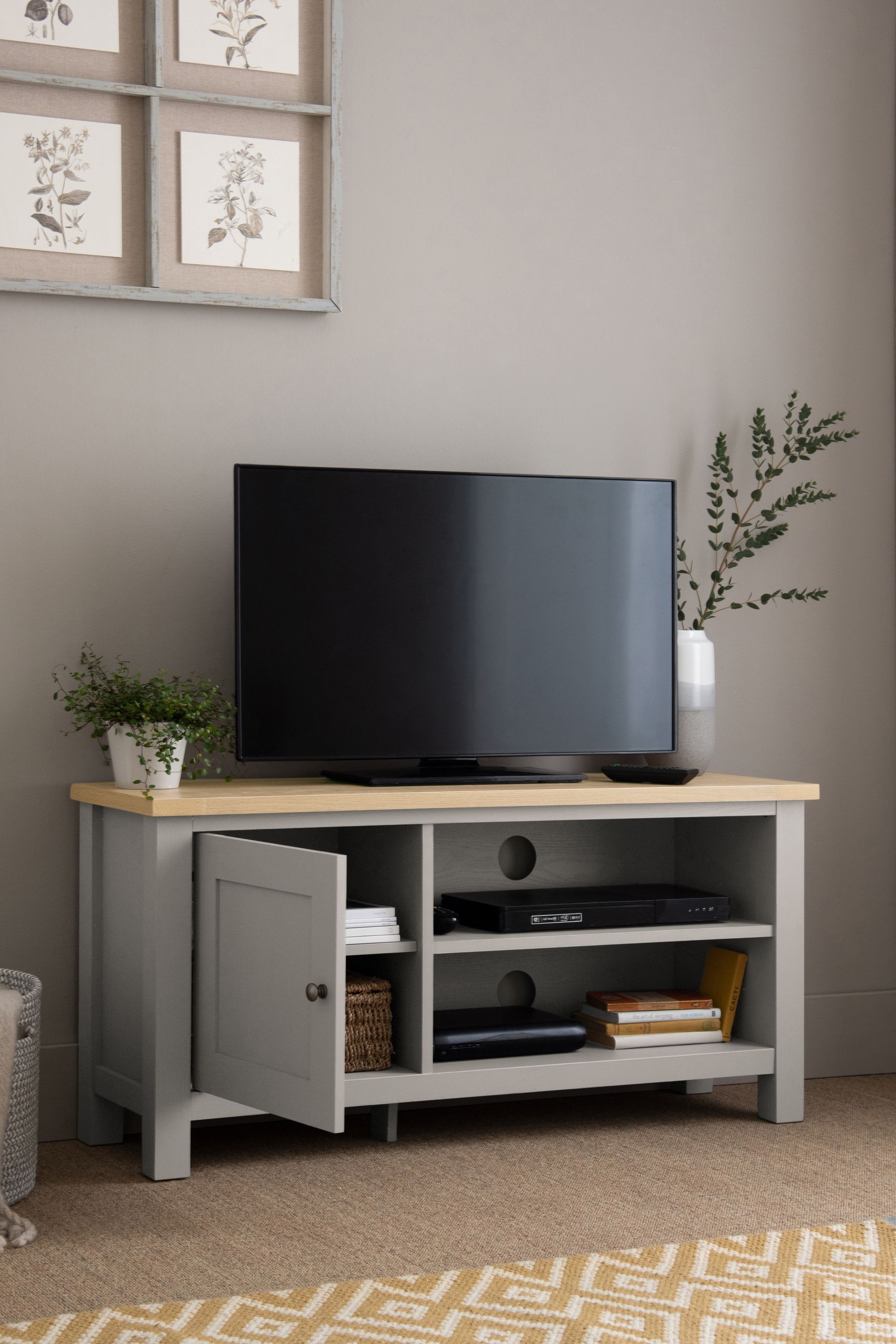 Buy Dove Grey Malvern Oak Effect Up to 50 inch TV Unit from the Next UK ...