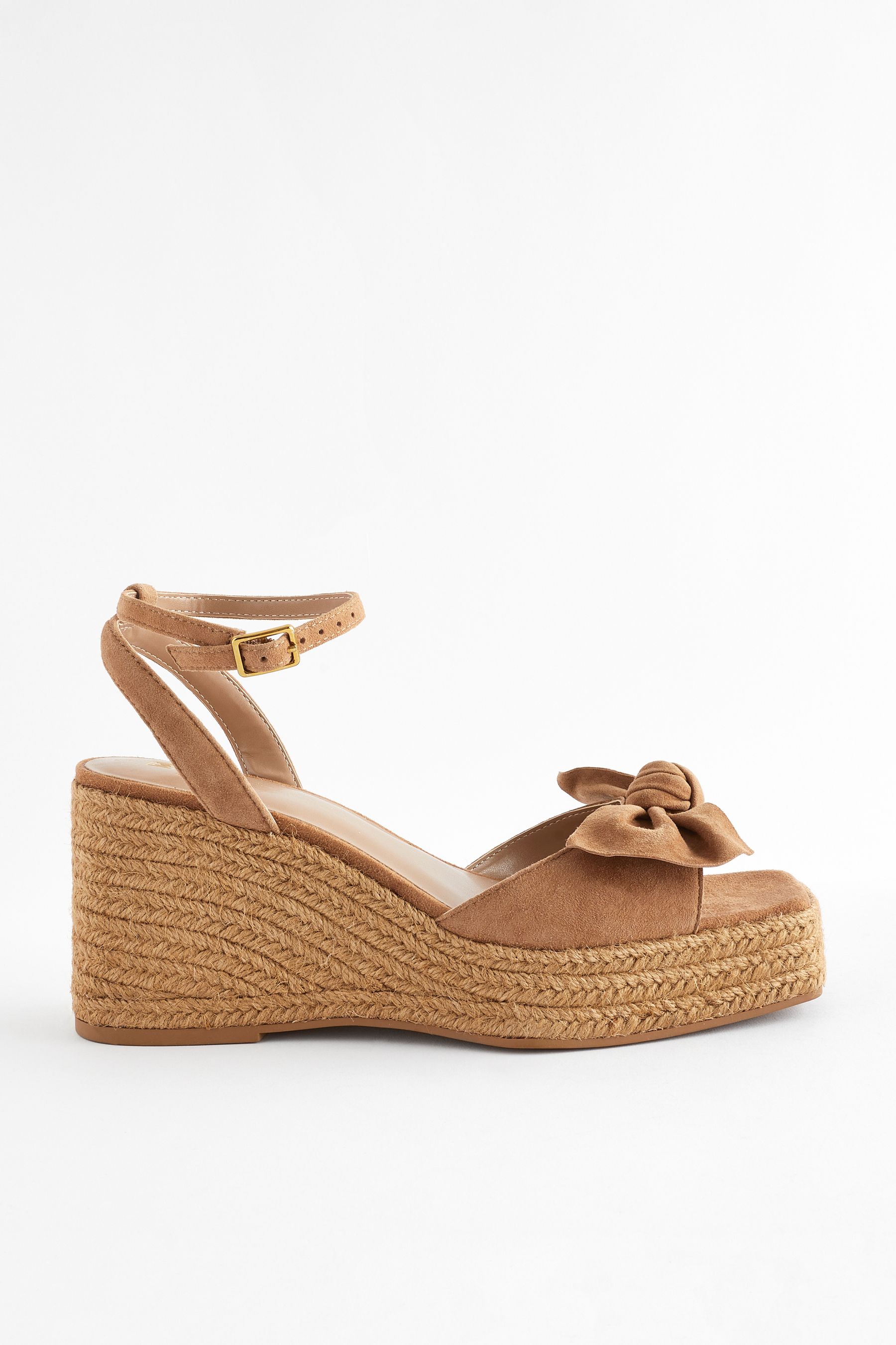 Buy Tan Brown Forever Comfort® Leather Bow Wedges from the Next UK ...