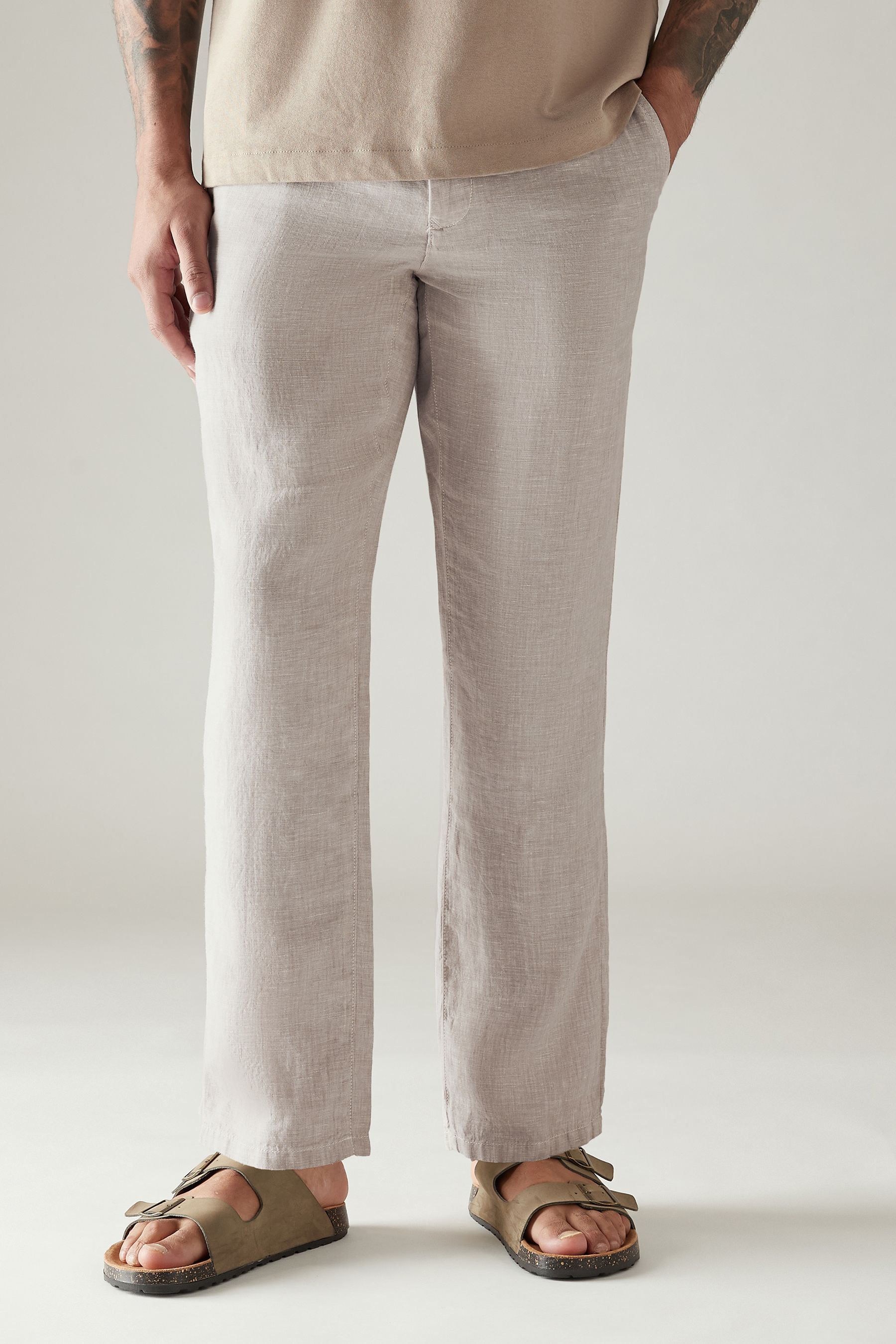 Buy Light Grey 100% Linen Drawstring Trousers from the Next UK online shop