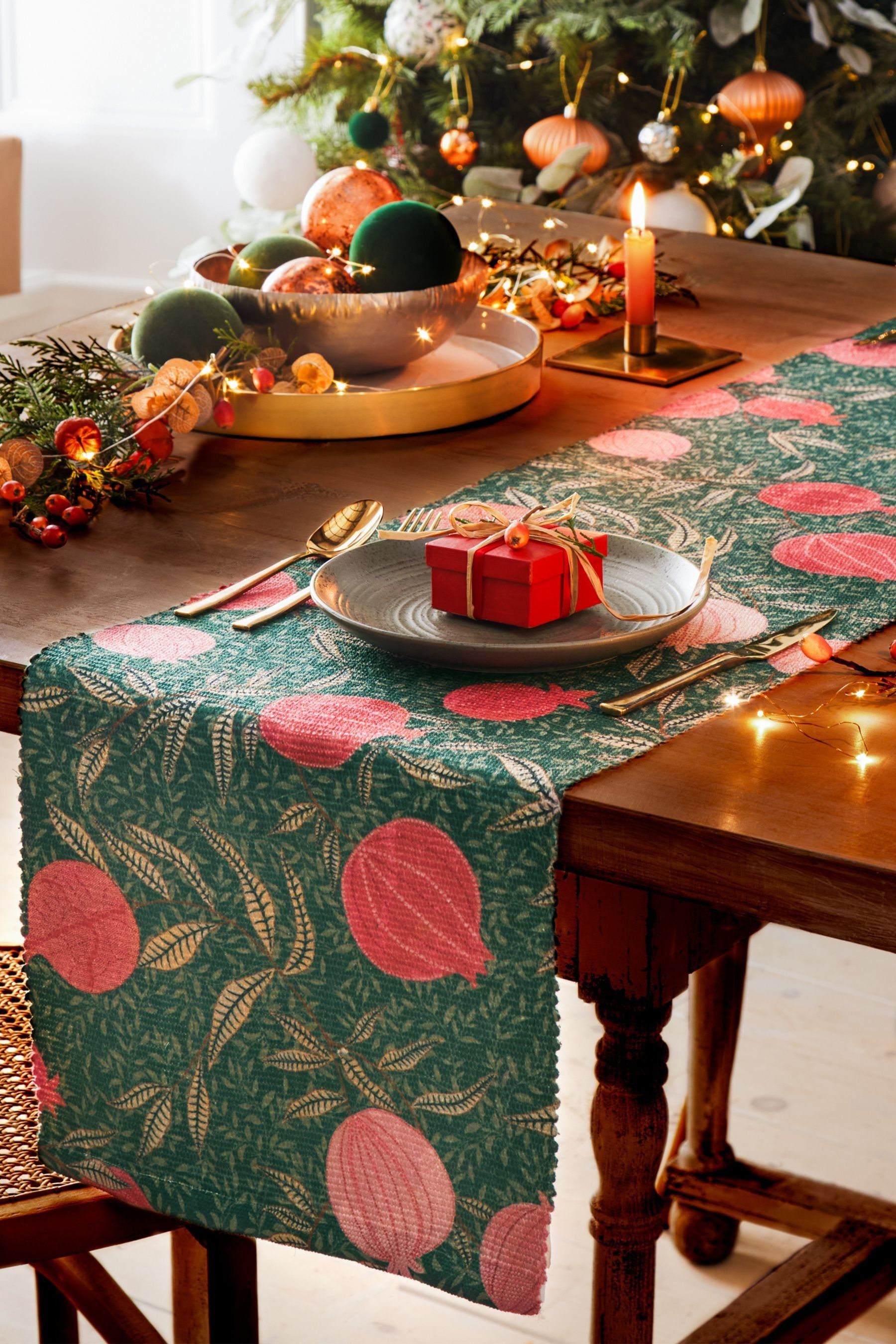 Buy Paoletti Green Pomegranate Christmas Table Runner from the Next UK ...