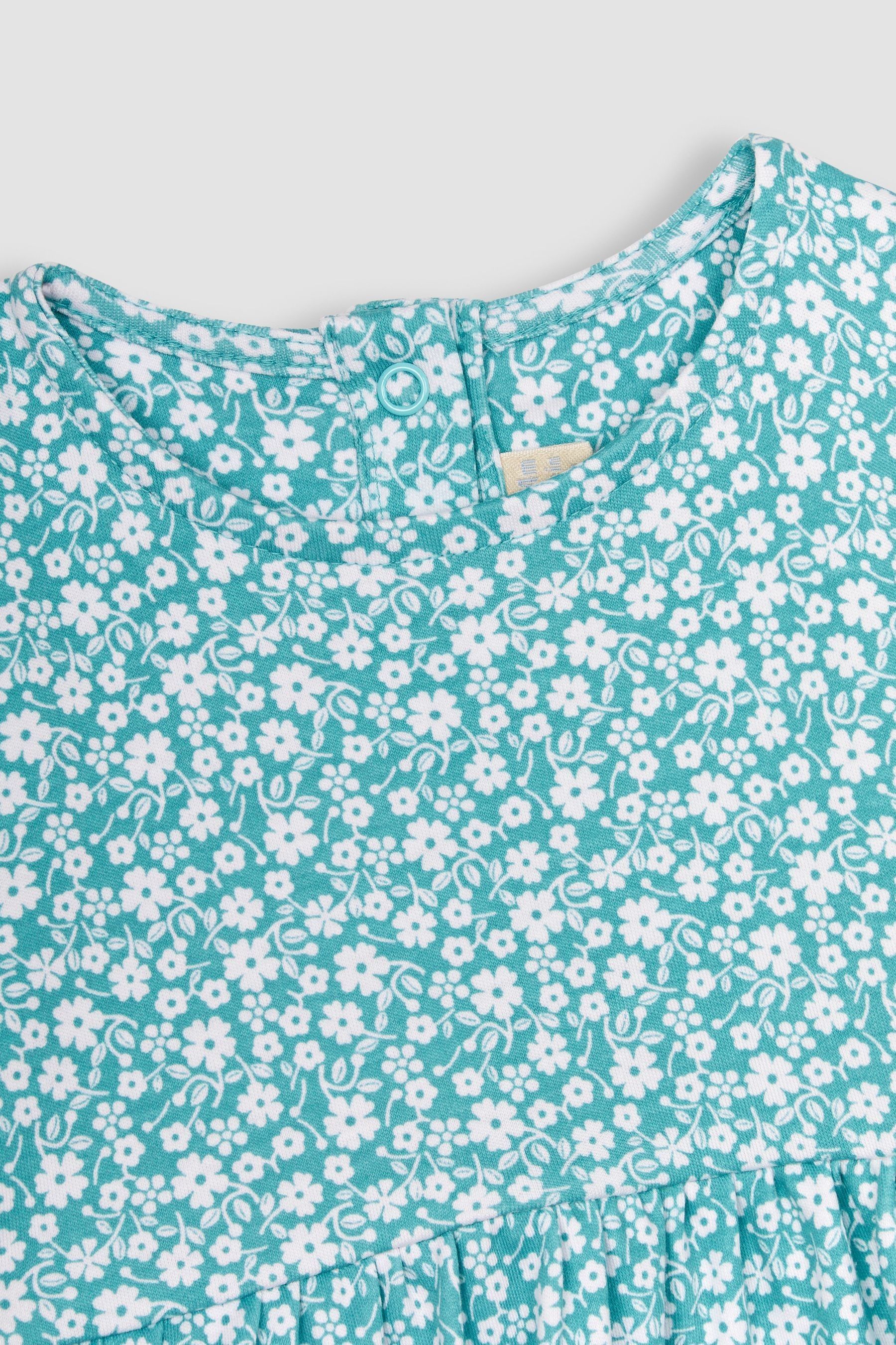 Buy JoJo Maman Bébé Duck Egg Blue Ditsy Floral Puff Sleeve Jersey Dress ...