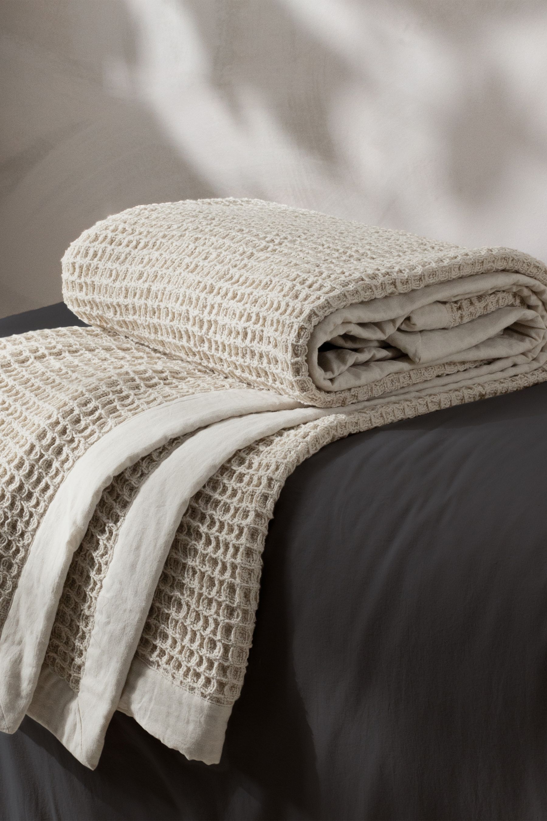 Buy Yard Natural Canopy Waffle Textured Oversized 100% Cotton Throw ...