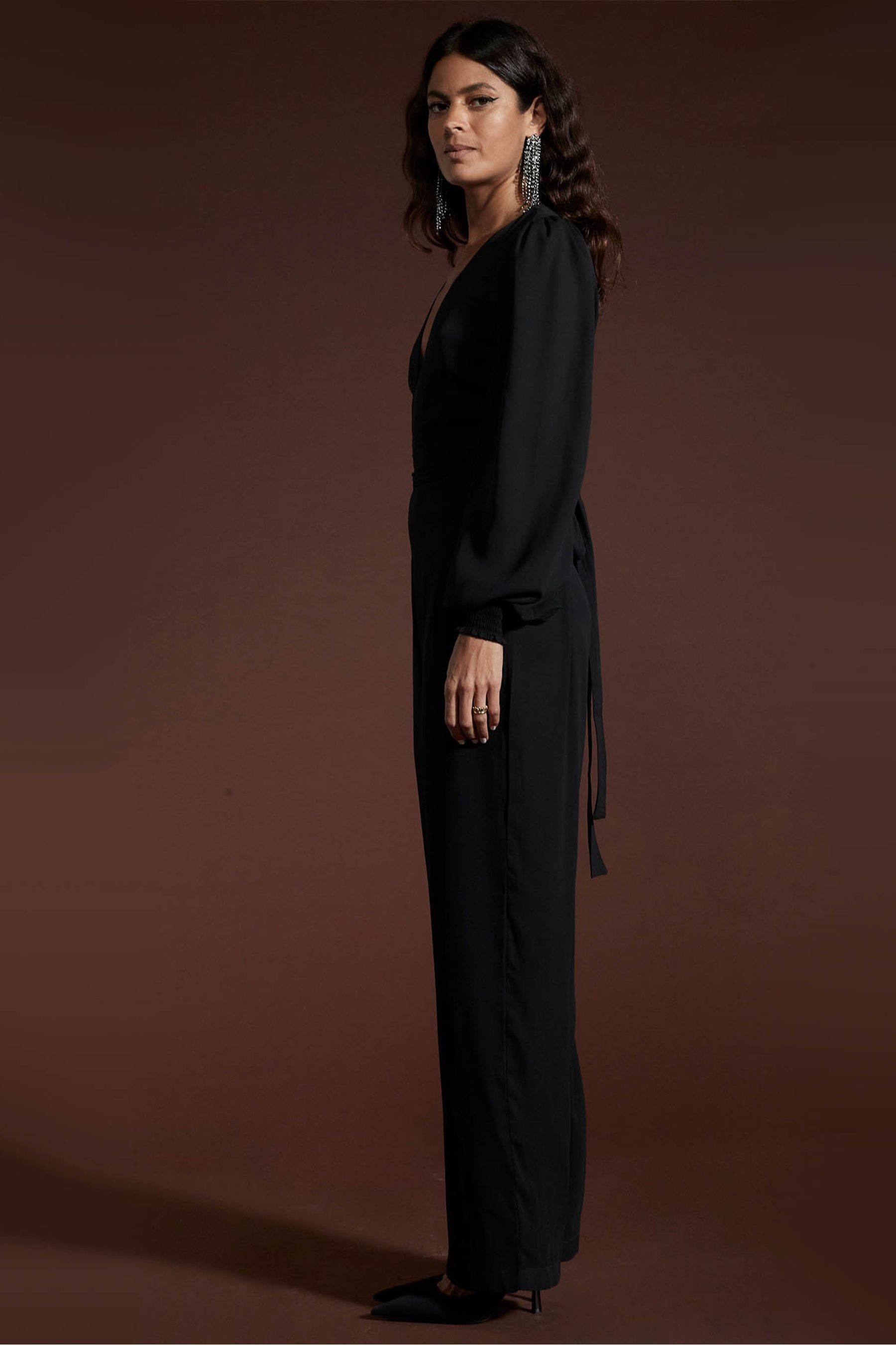 Buy Dancing Leopard Holly Tie Waist Black Jumpsuit from the Next UK ...