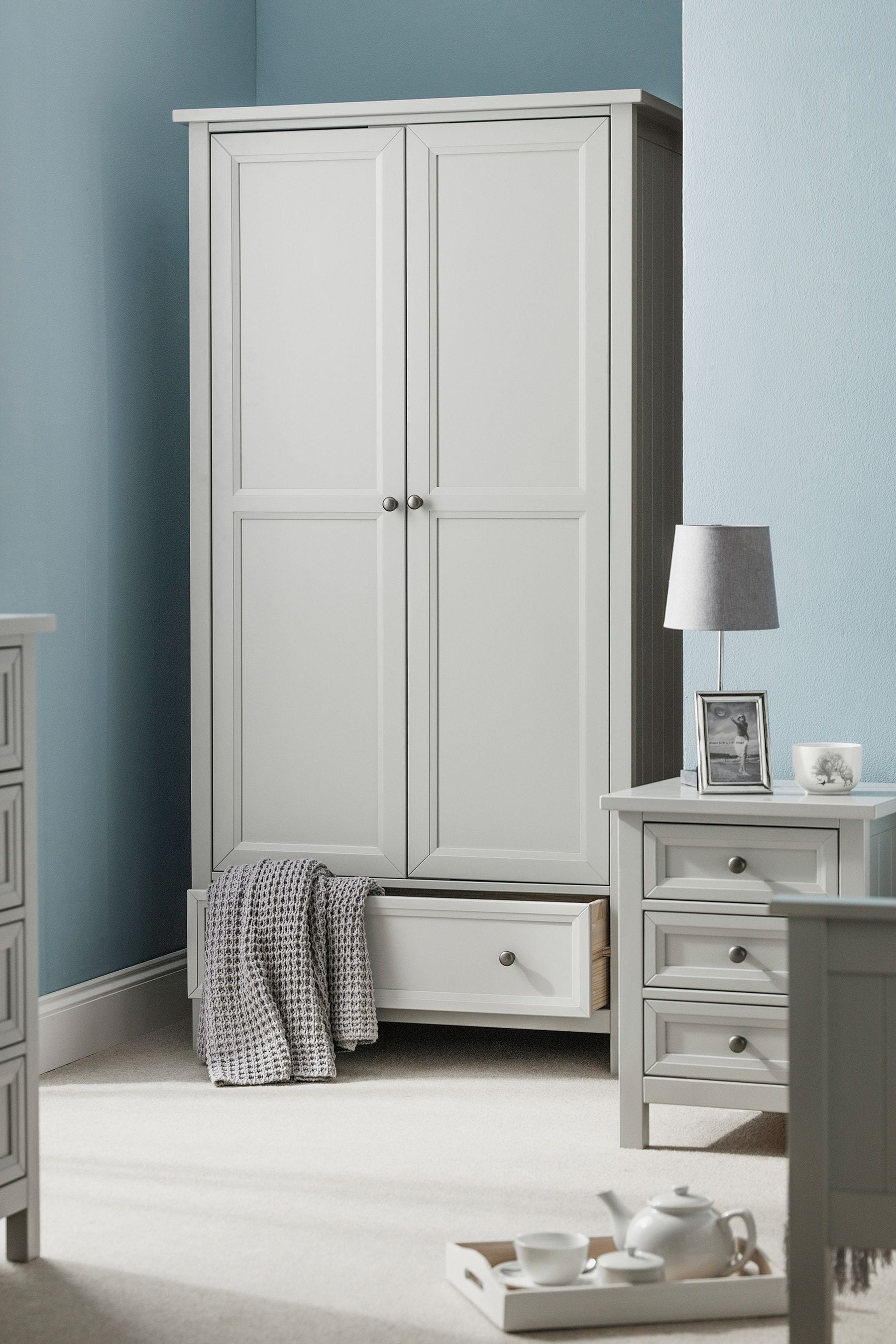 Buy Julian Bowen Dove Grey Maine 2 Door Combination Wardrobe from the ...