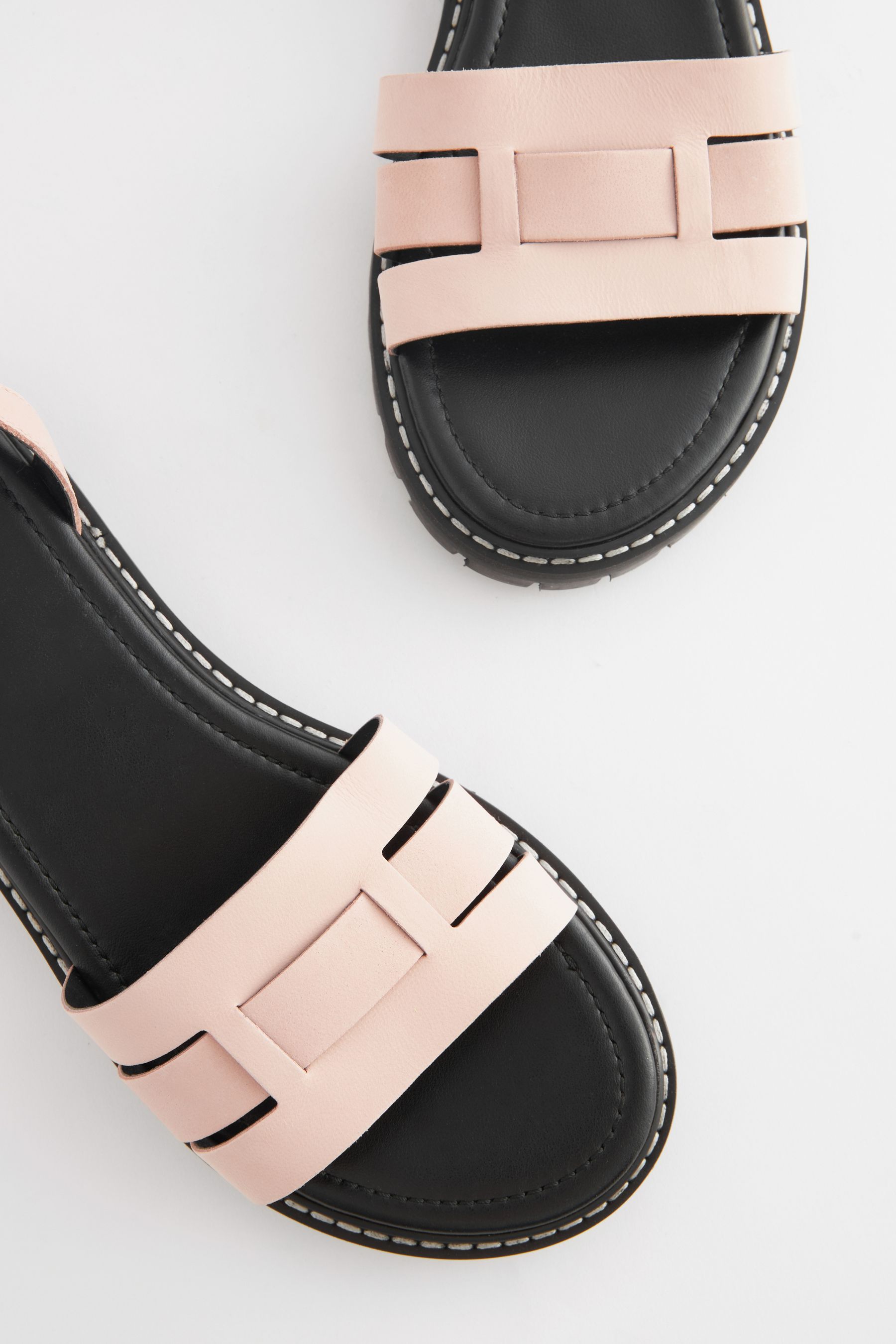 Buy Pink Regular/Wide Fit Forever Comfort® Leather Cleated Sandals from ...