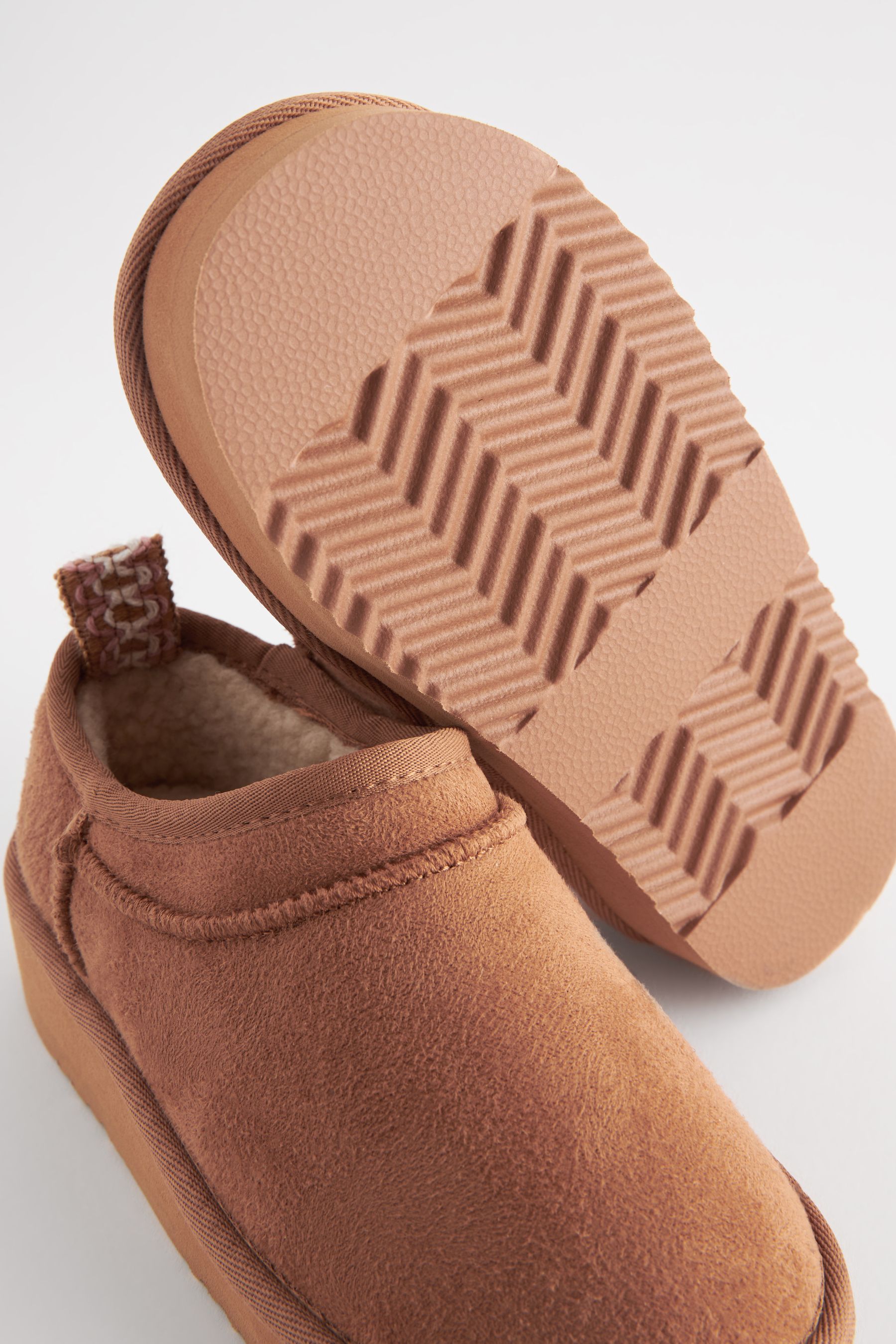 Buy Tan Brown Flatform Shoot Slippers from Next Australia
