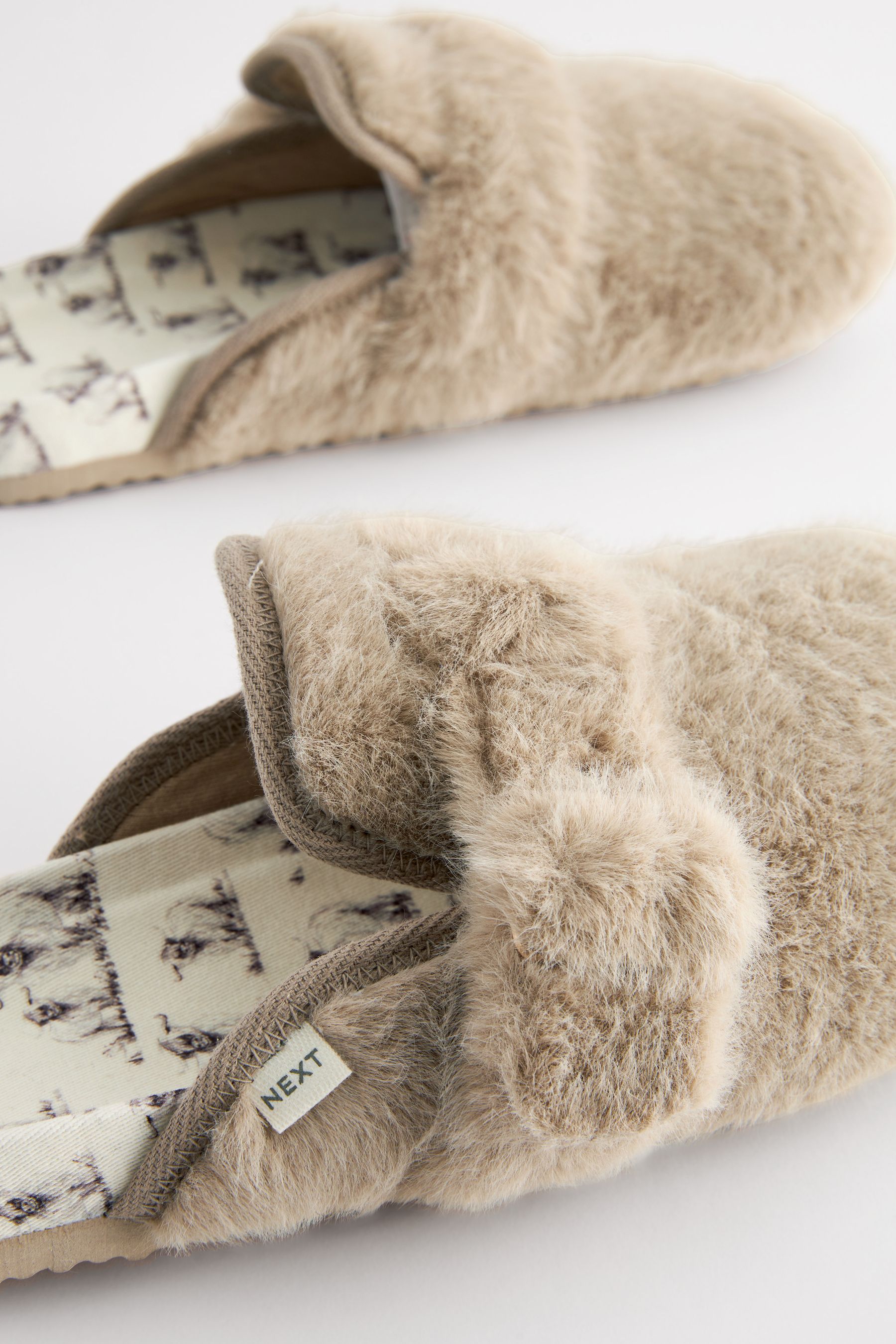 Buy Brown Hamish Faux Fur Footbed Slippers from Next United Arab Emirates
