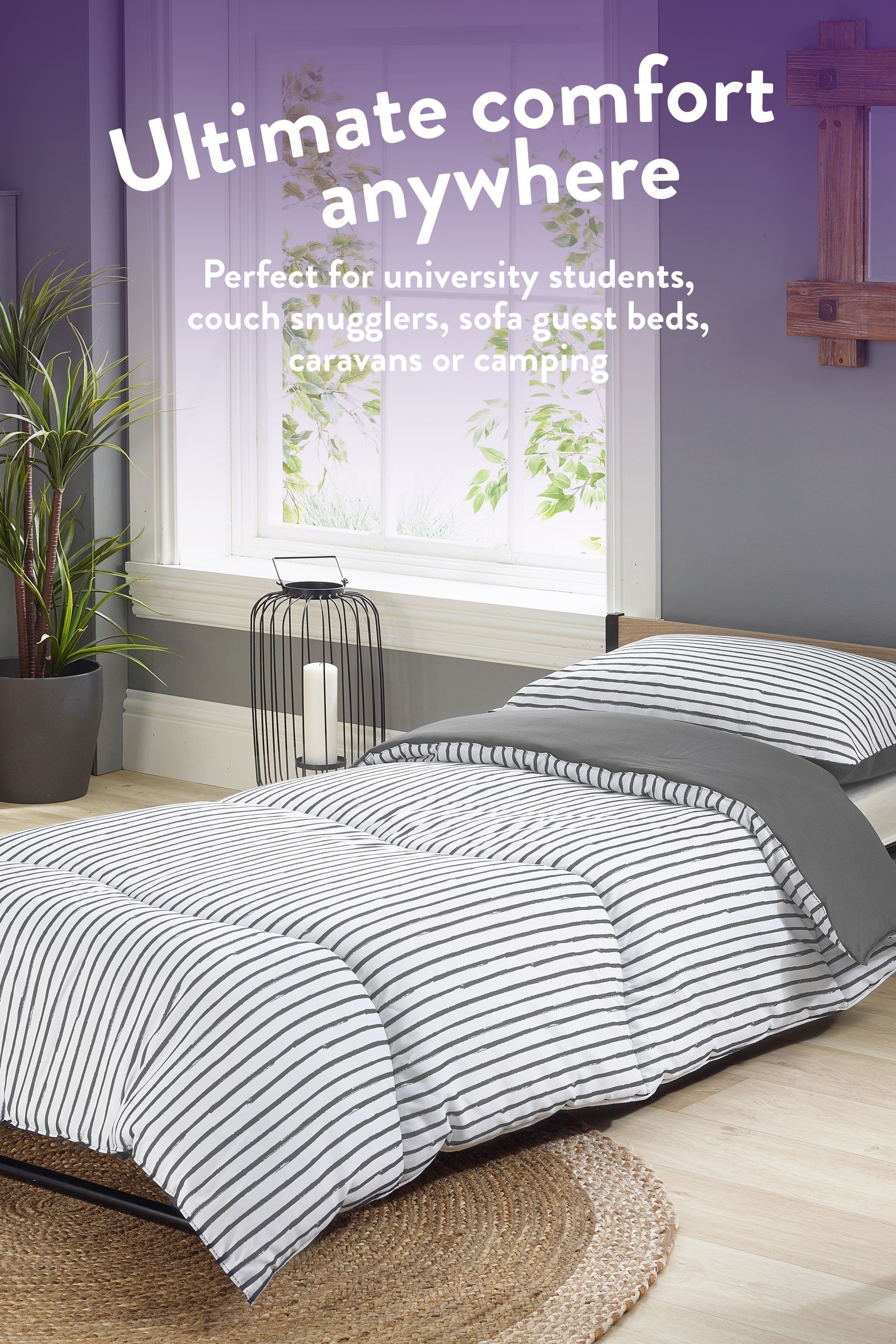 Buy Slumberdown Coverless Comfort Printed Stripe White Duvet from the ...