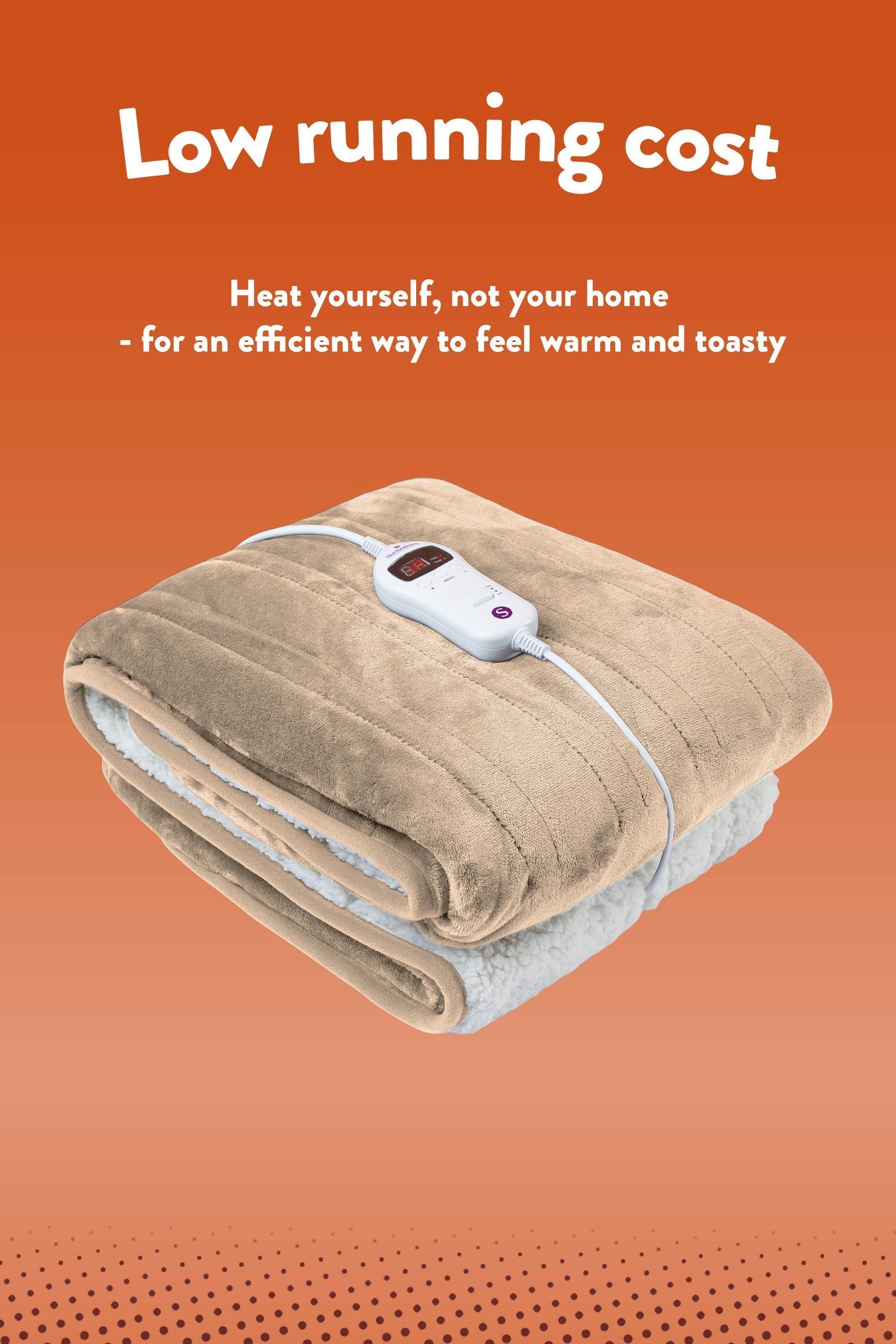 Buy Slumberdown Natural Cosy And Snug Sherpa Fleece Heated Throw from ...
