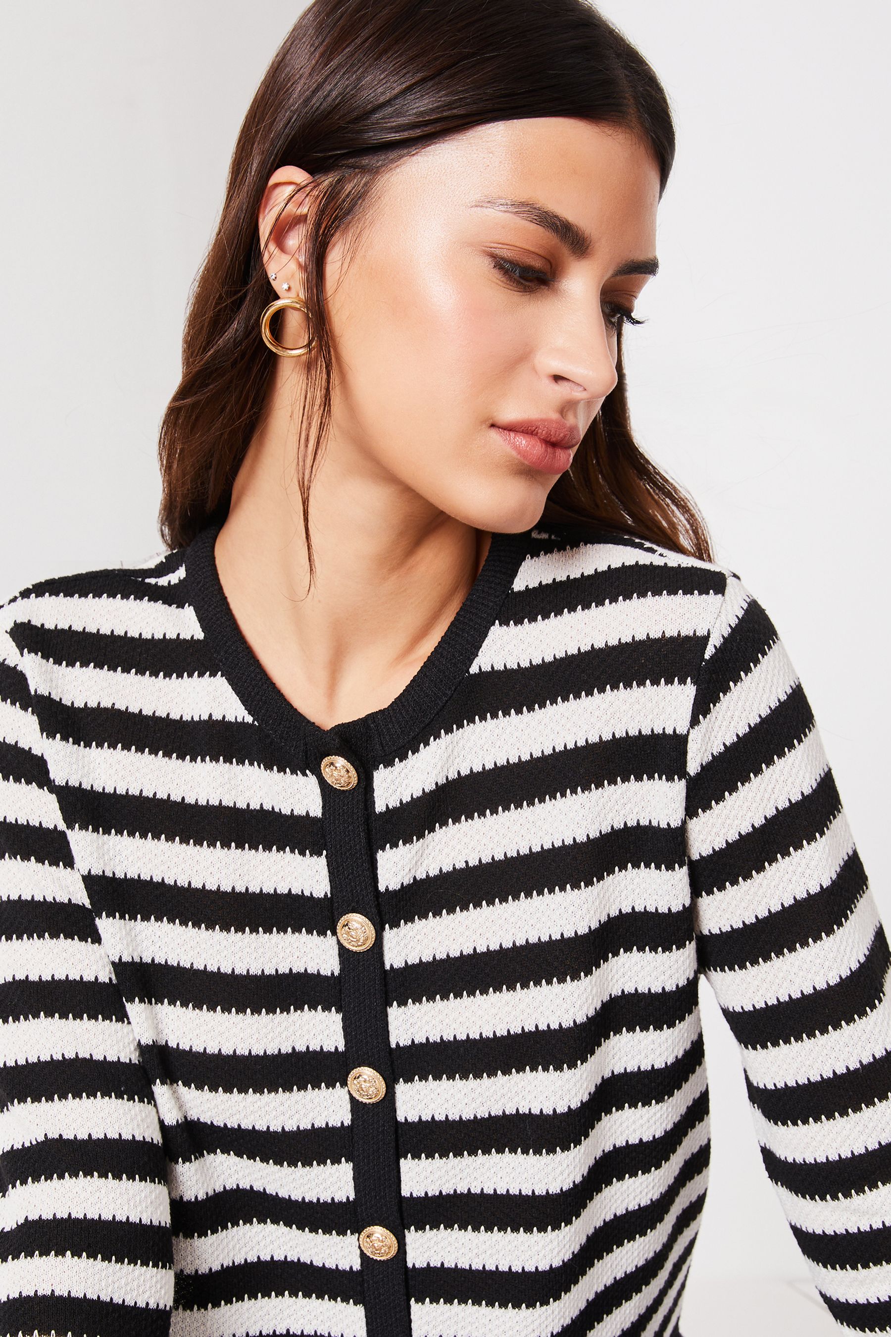 Buy Lipsy Black/White Button Through Cardigan from Next United Arab ...