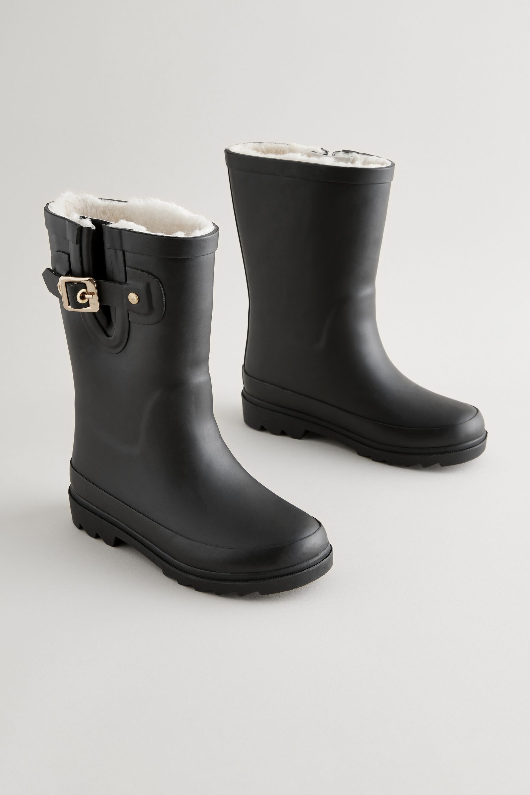 Buy Black Warm Lined Buckle Wellies from the Next UK online shop