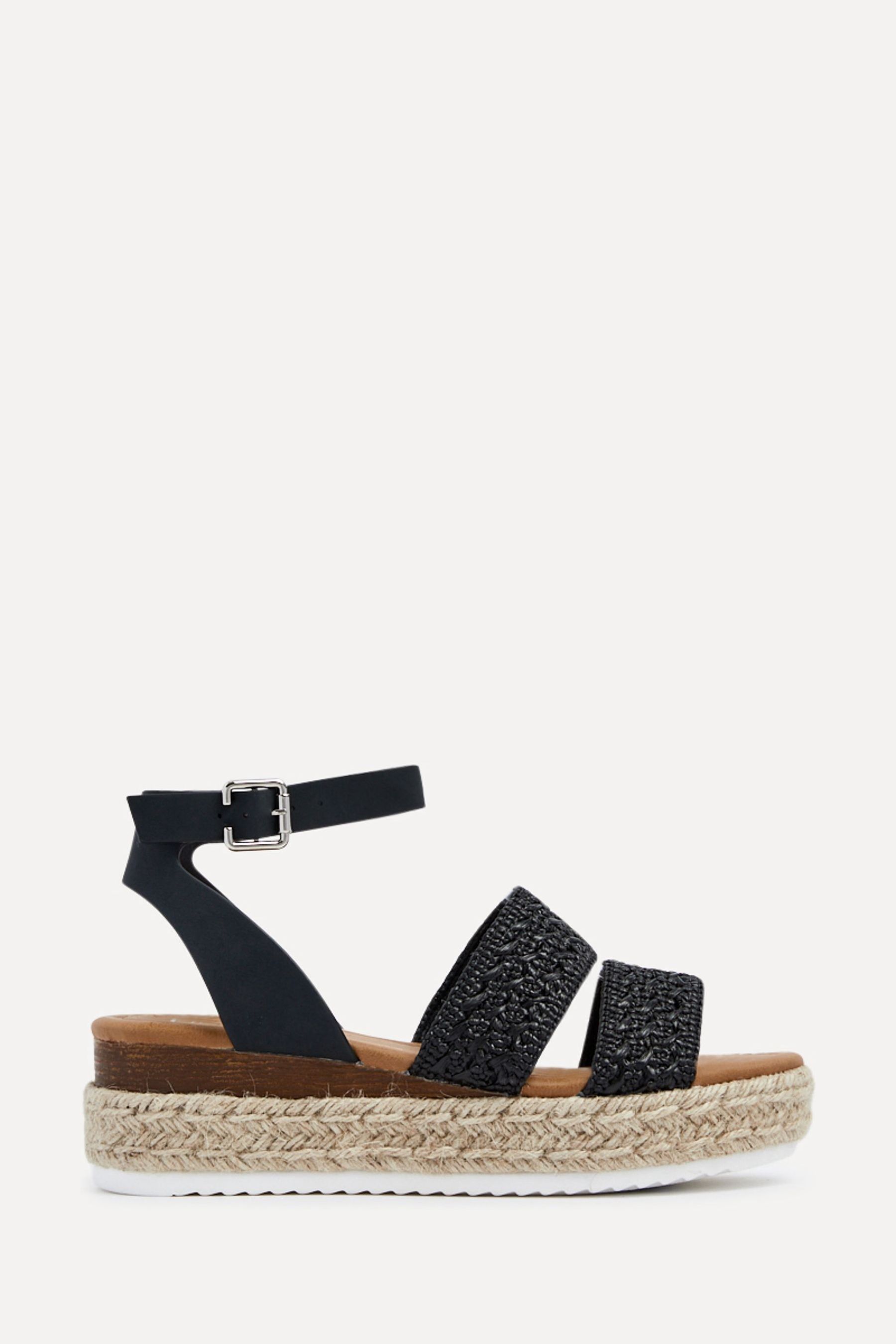 Buy Linzi Black Daria Two Strap Espadrille Inspired Platform Wedges ...