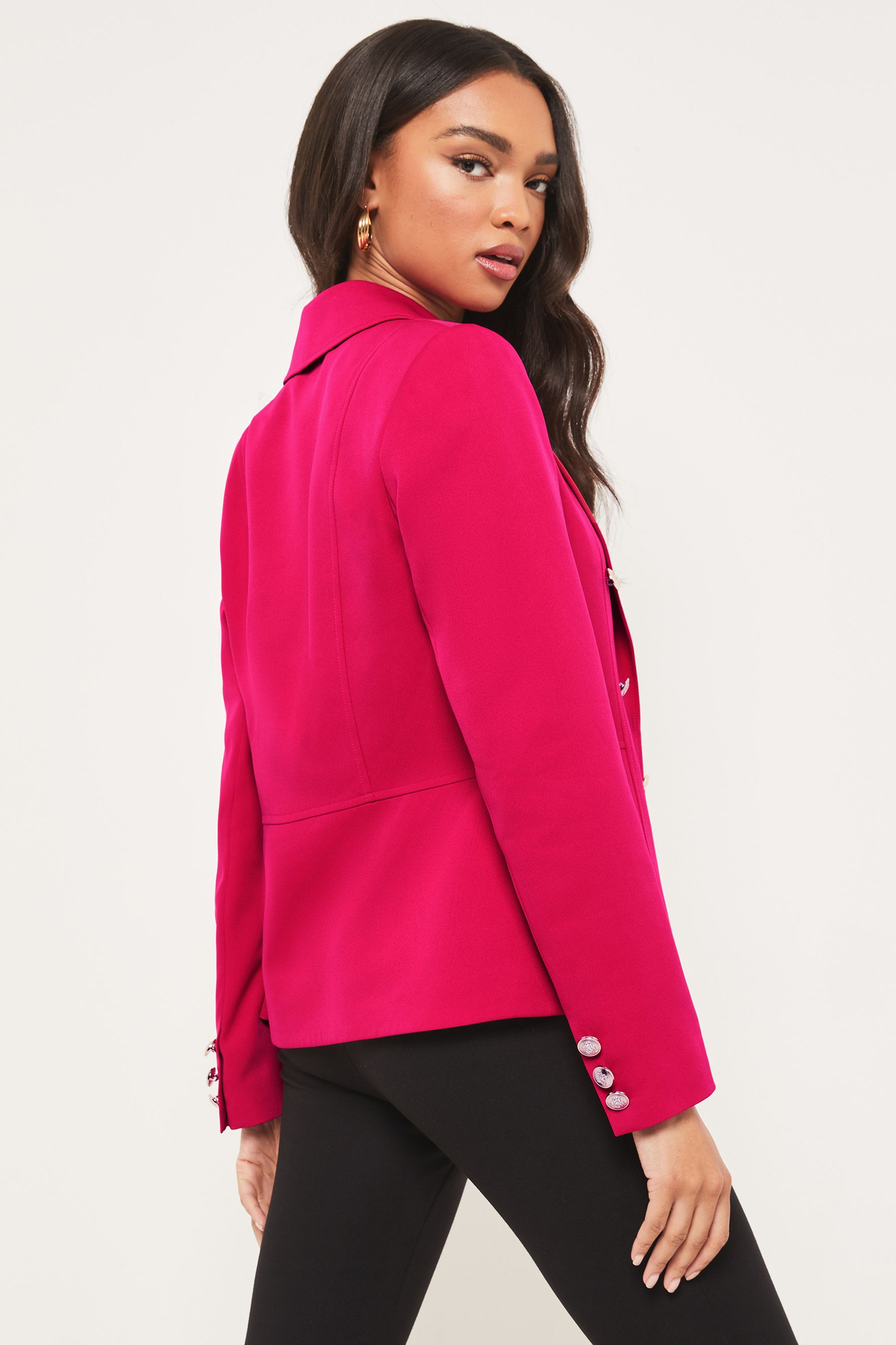 Buy Lipsy Hot Pink Military Tailored Button Blazer from Next Ireland