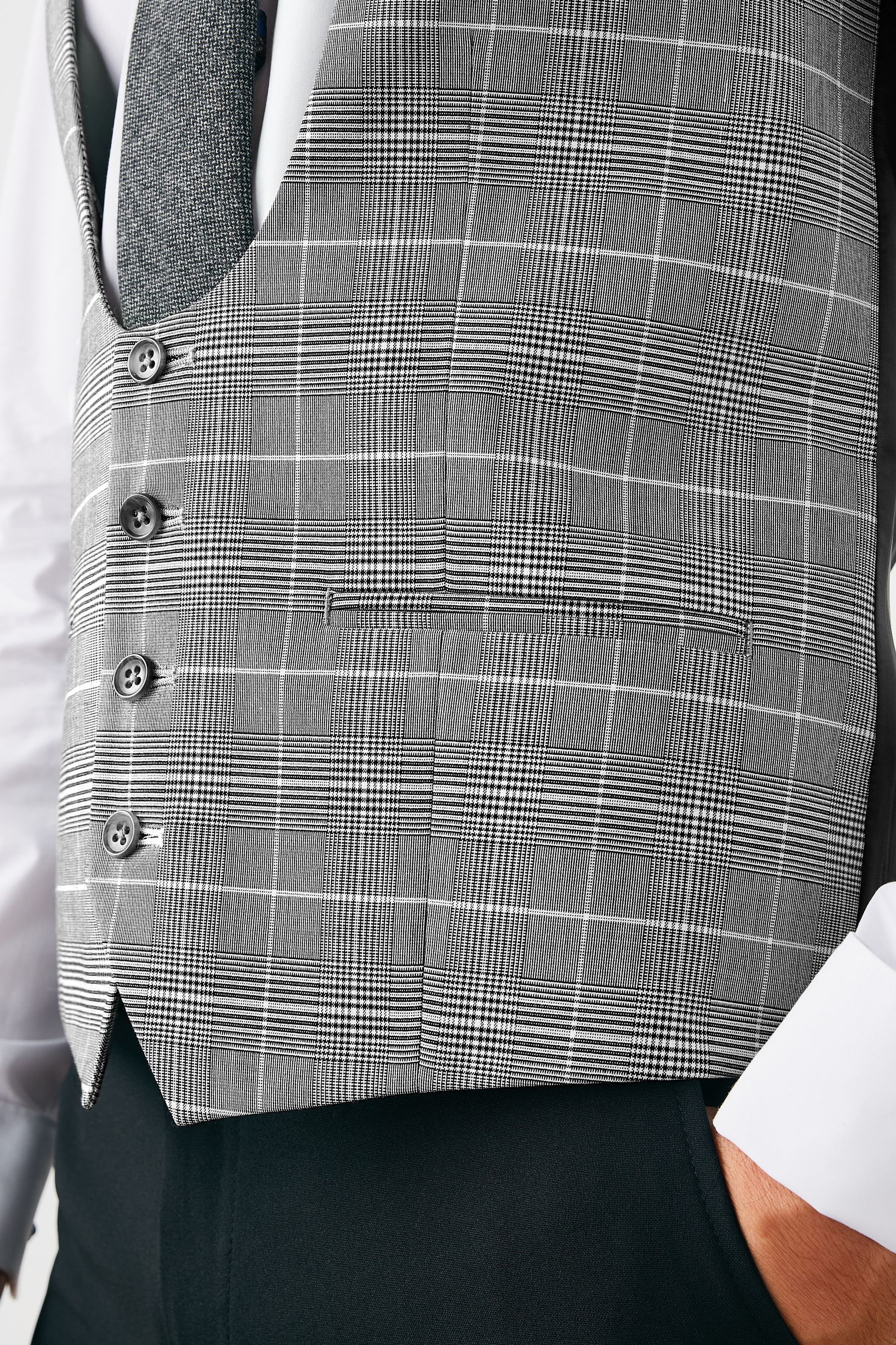 Buy Black/White Check Suit: Waistcoat from Next Ireland