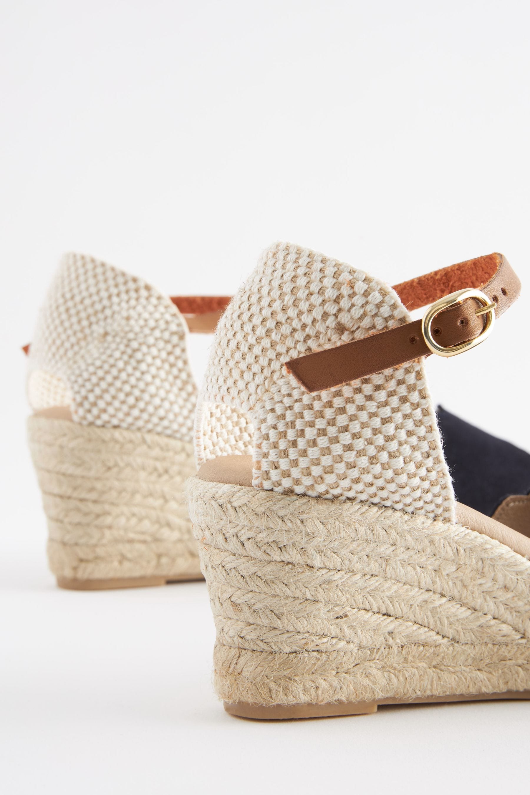 Buy Navy Blue Scallop Peep Toe Wedges from Next Ireland