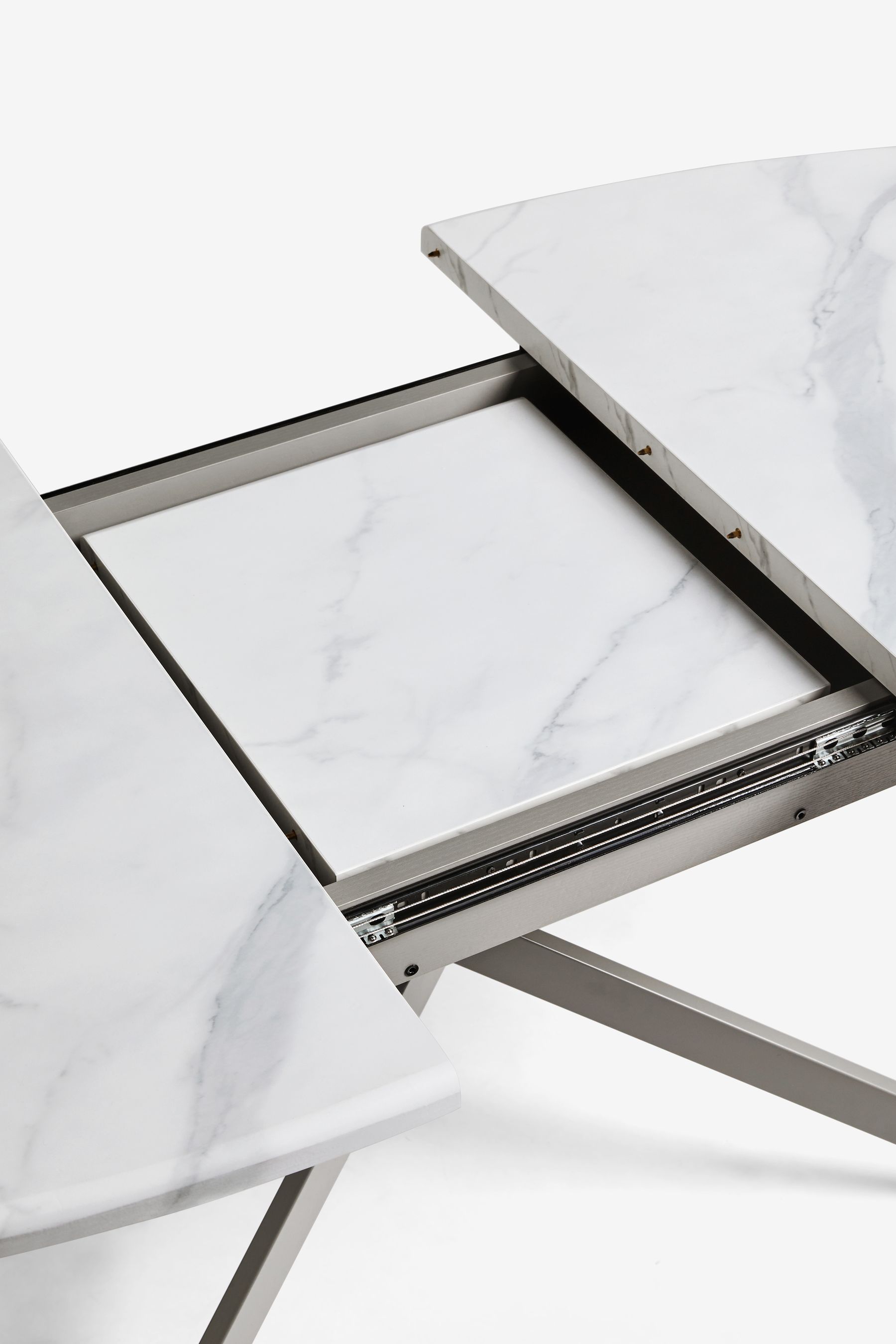 Buy White Marble Effect Extending 4 to 6 Seater Extending Dining Table ...