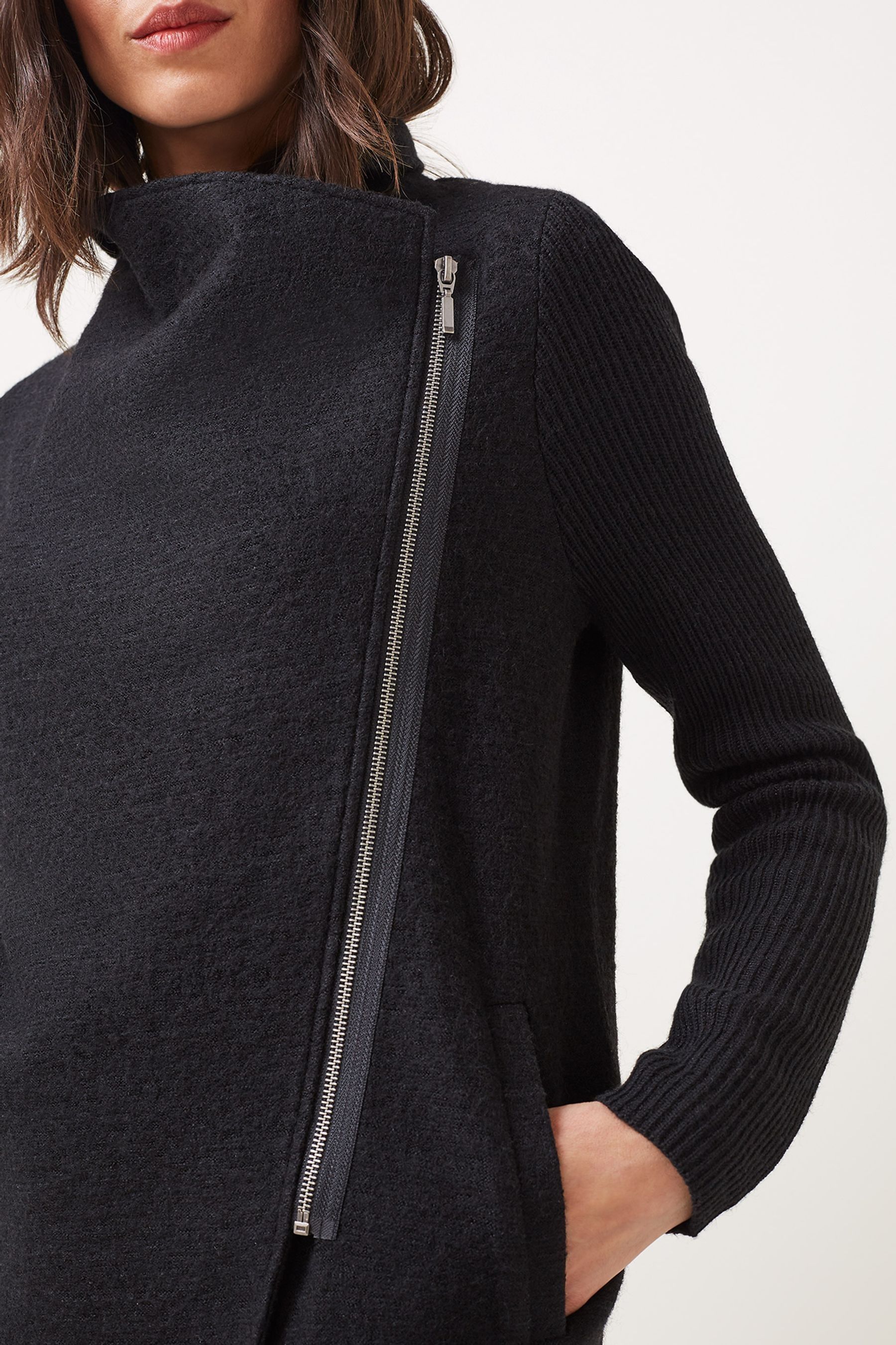 Buy Phase Eight Black Byanca Zip Knit Coat from the Next UK online shop