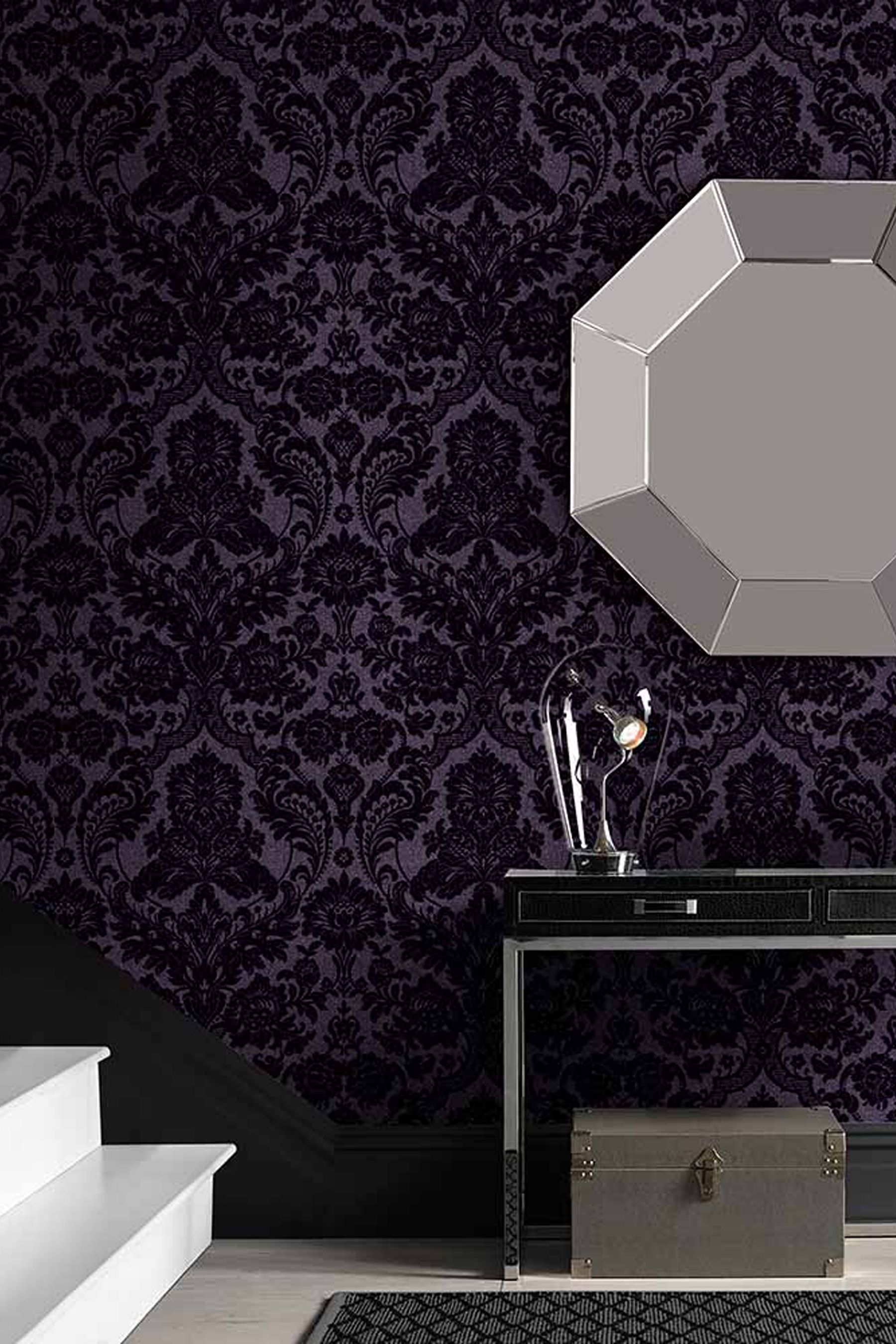 Buy Graham & Brown Purple Damask Wallpaper 10M Wallpaper from the Next ...
