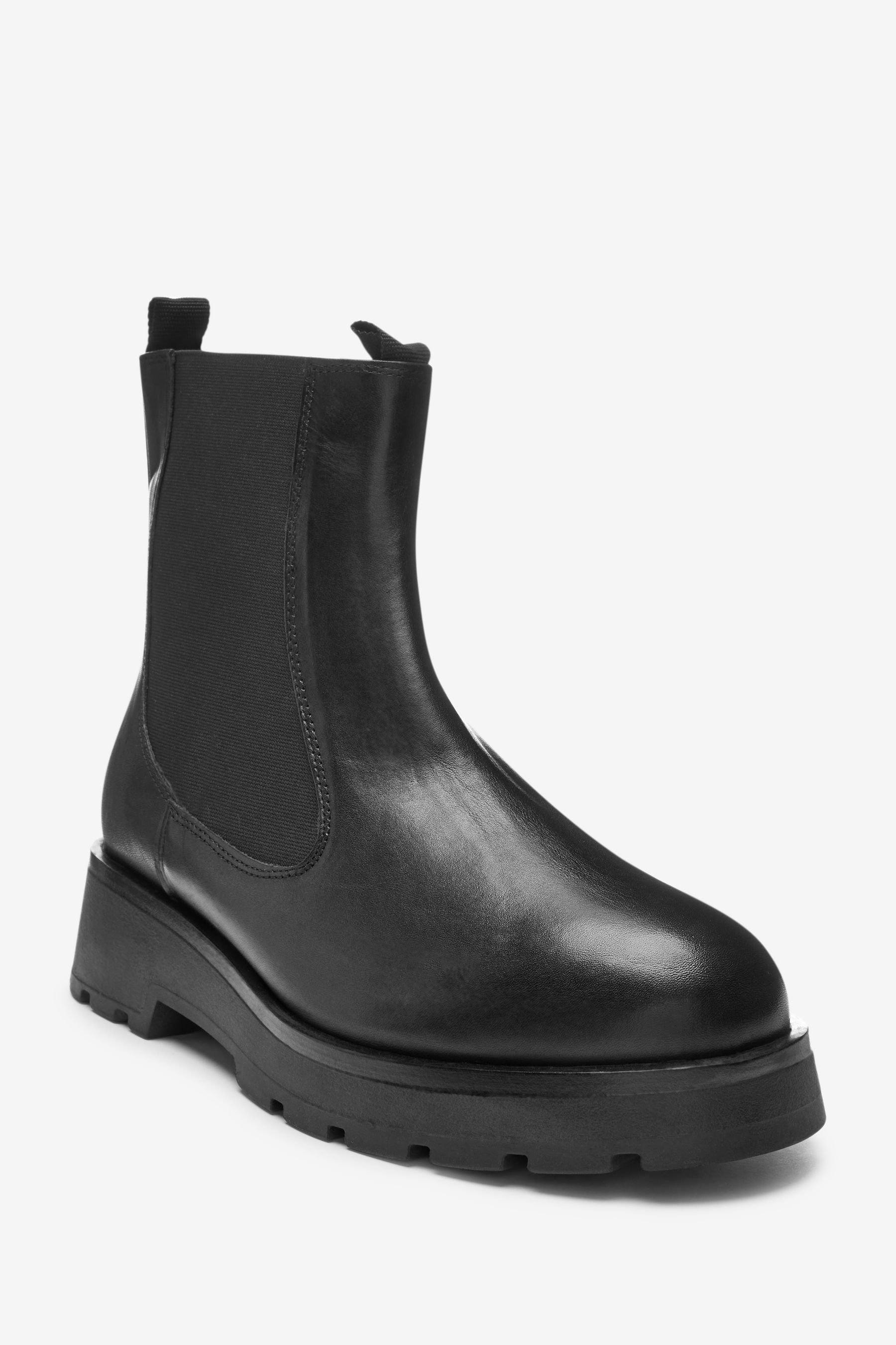 Buy Black Extra Wide Fit Forever Comfort® Leather Chunky Sole Chelsea ...